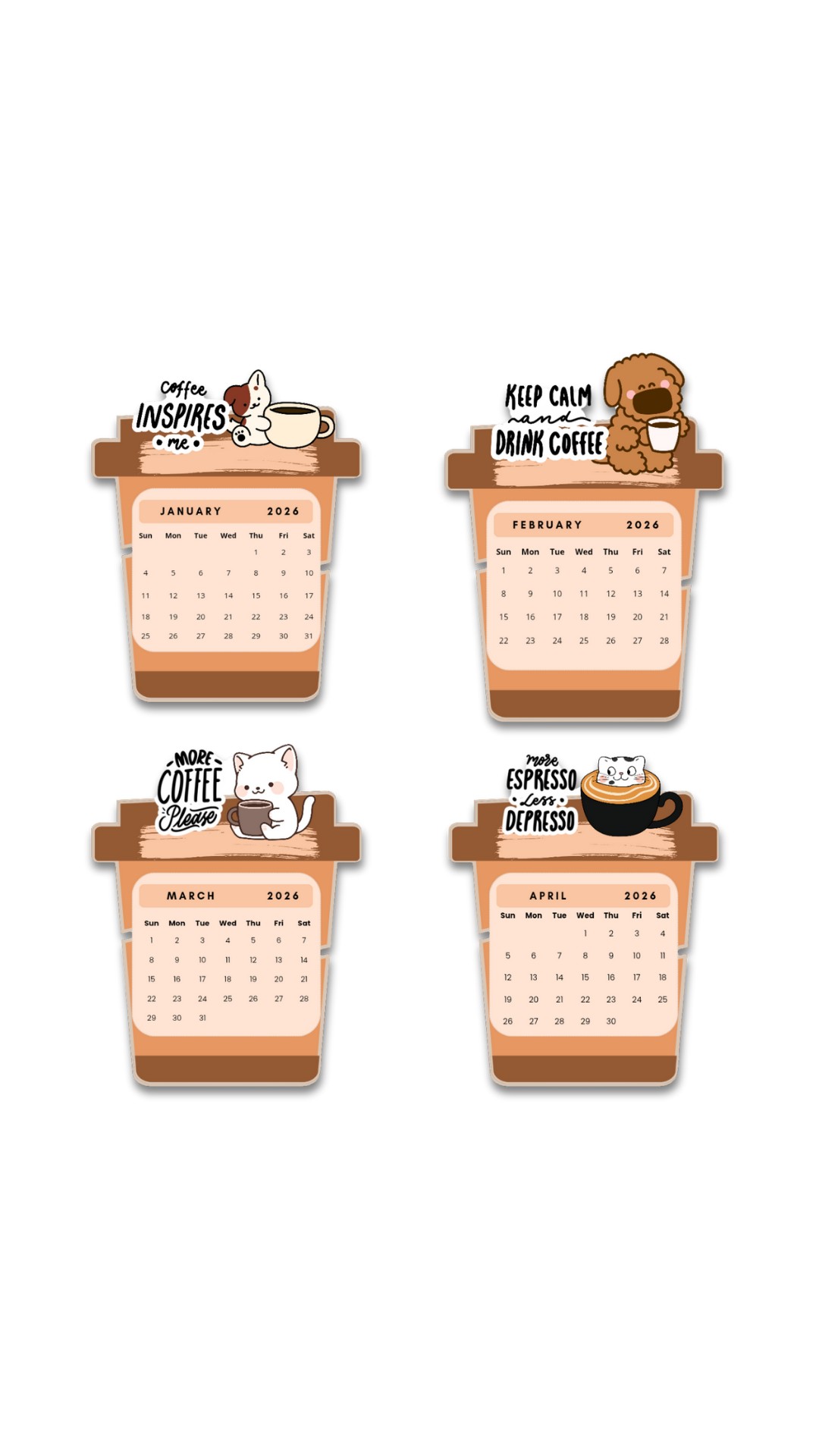 EizeiDigitals - ☕ Cute Mini Desktop PH Calendar – Coffee Cup Shape ☕ ...