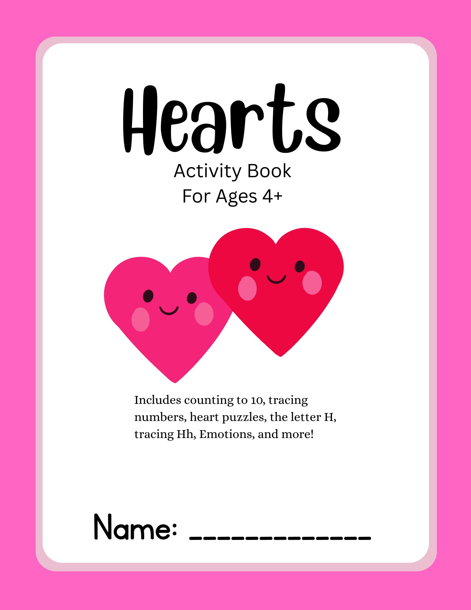 All about hearts activity book 💕 ️💕includes h is for heart, counting ...