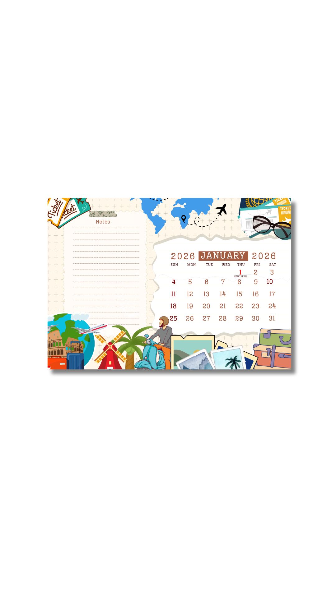 EizeiDigitals - 🌍🗓️ Desktop Calendar — Travel Theme 🗓️🌍 👉 Template link ...