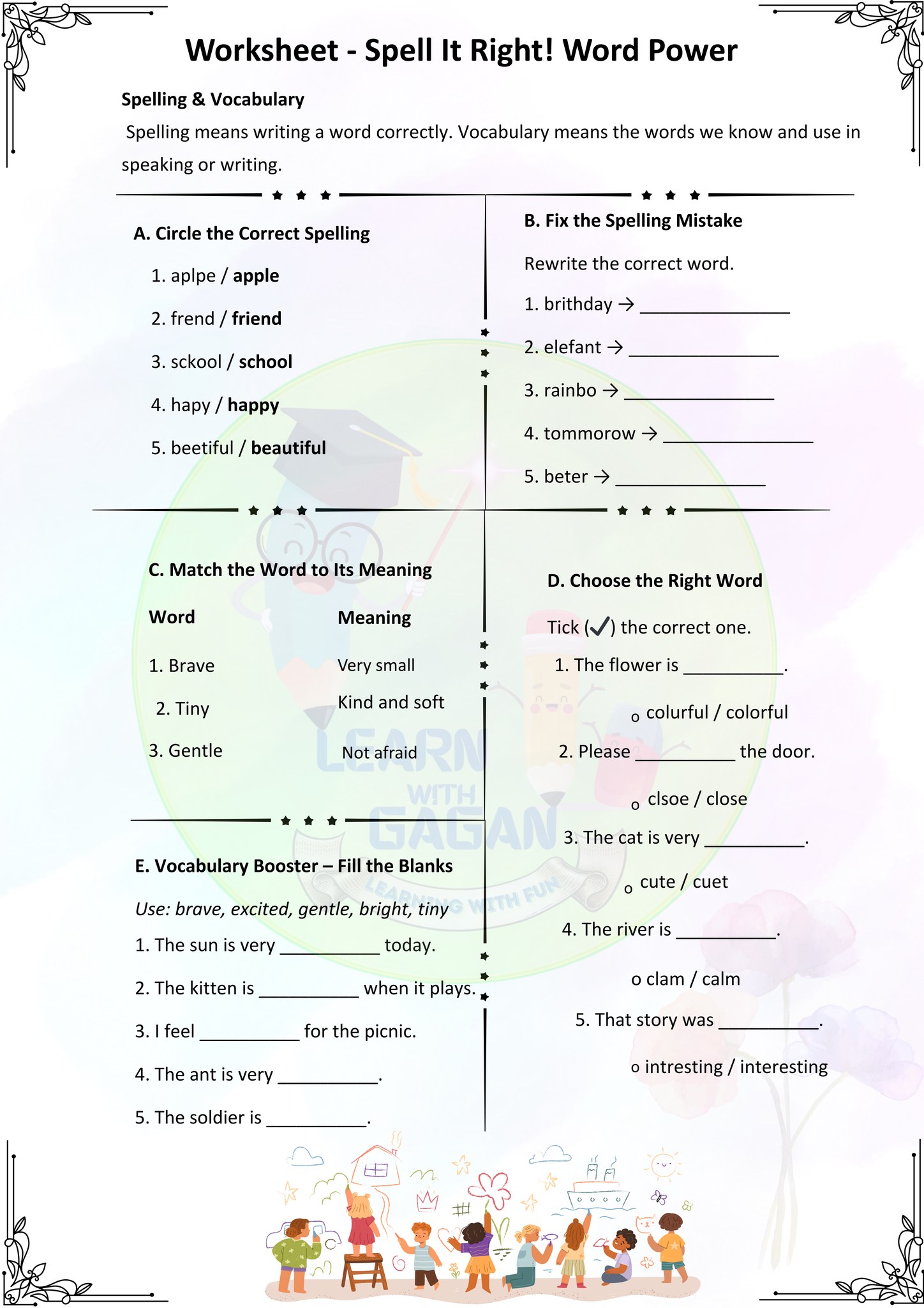 Learn - Spell It Right! Word Power Worksheet 😍 comment for free pdf ...