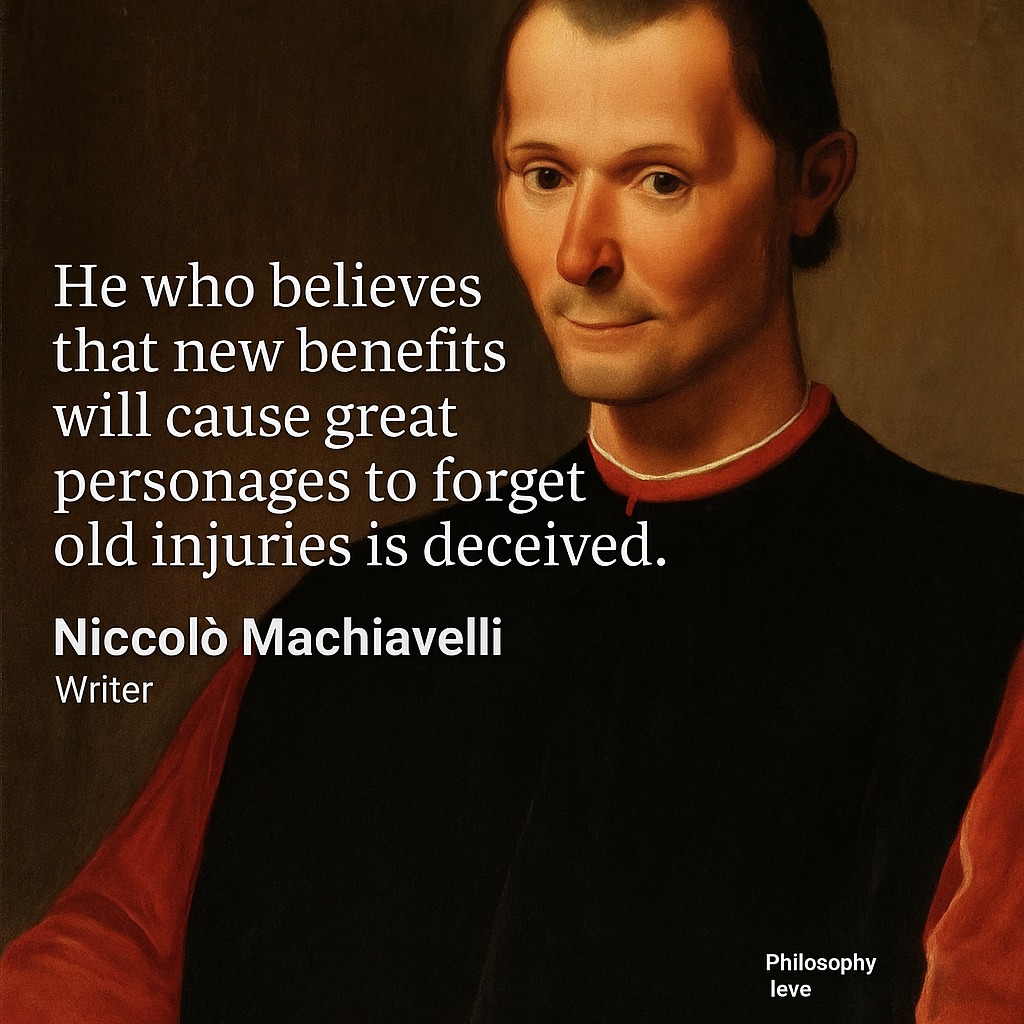 Philosophy - Niccolo Machiavelli / . "He who believes that new benefits ...