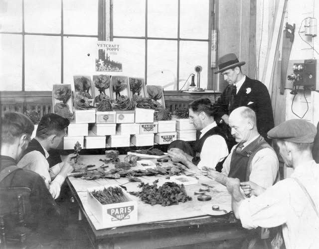 George - Canadian WWI veterans making poppies in Vancouver in the 1920s ...