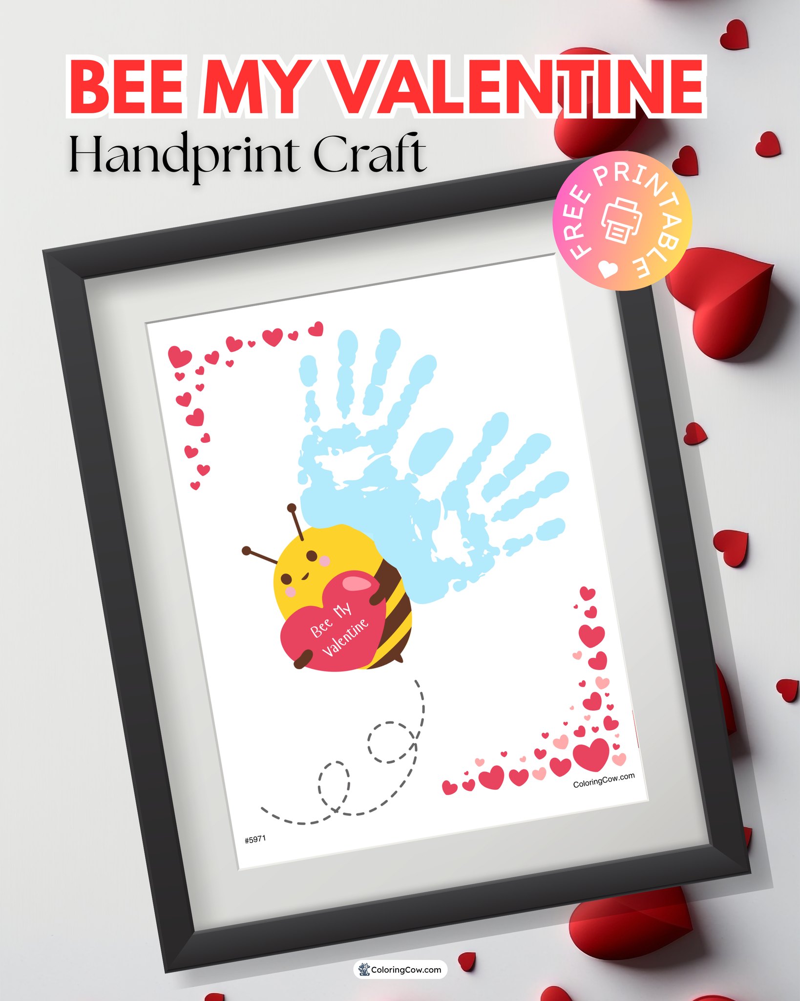 Coloring - Cute and easy Valentine’s Day craft for kids! This “Bee My ...