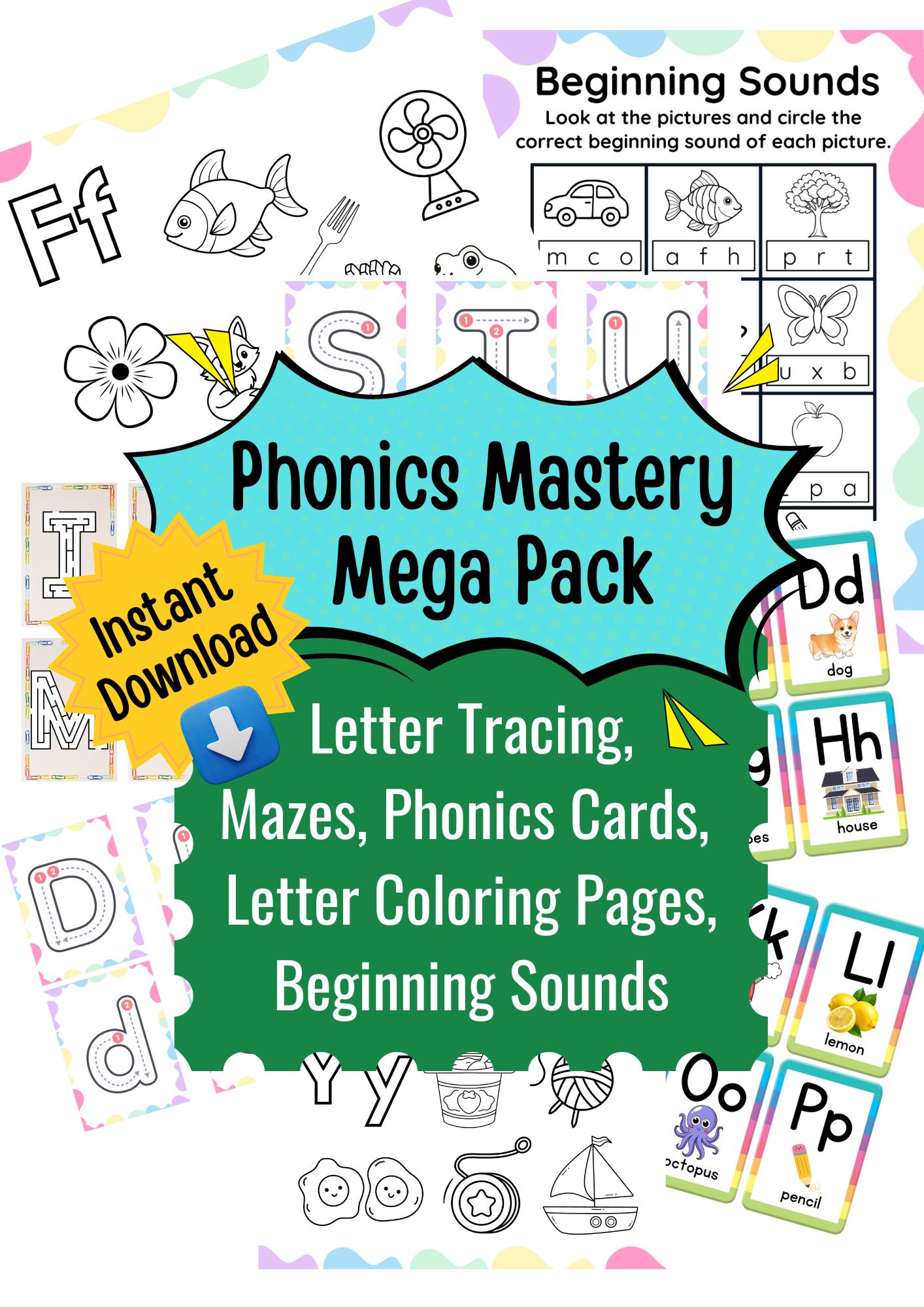 KIDS 🍎LEARNING CLUB ️ | Phonics Mastery Mega Pack: Tracing, Mazes ...