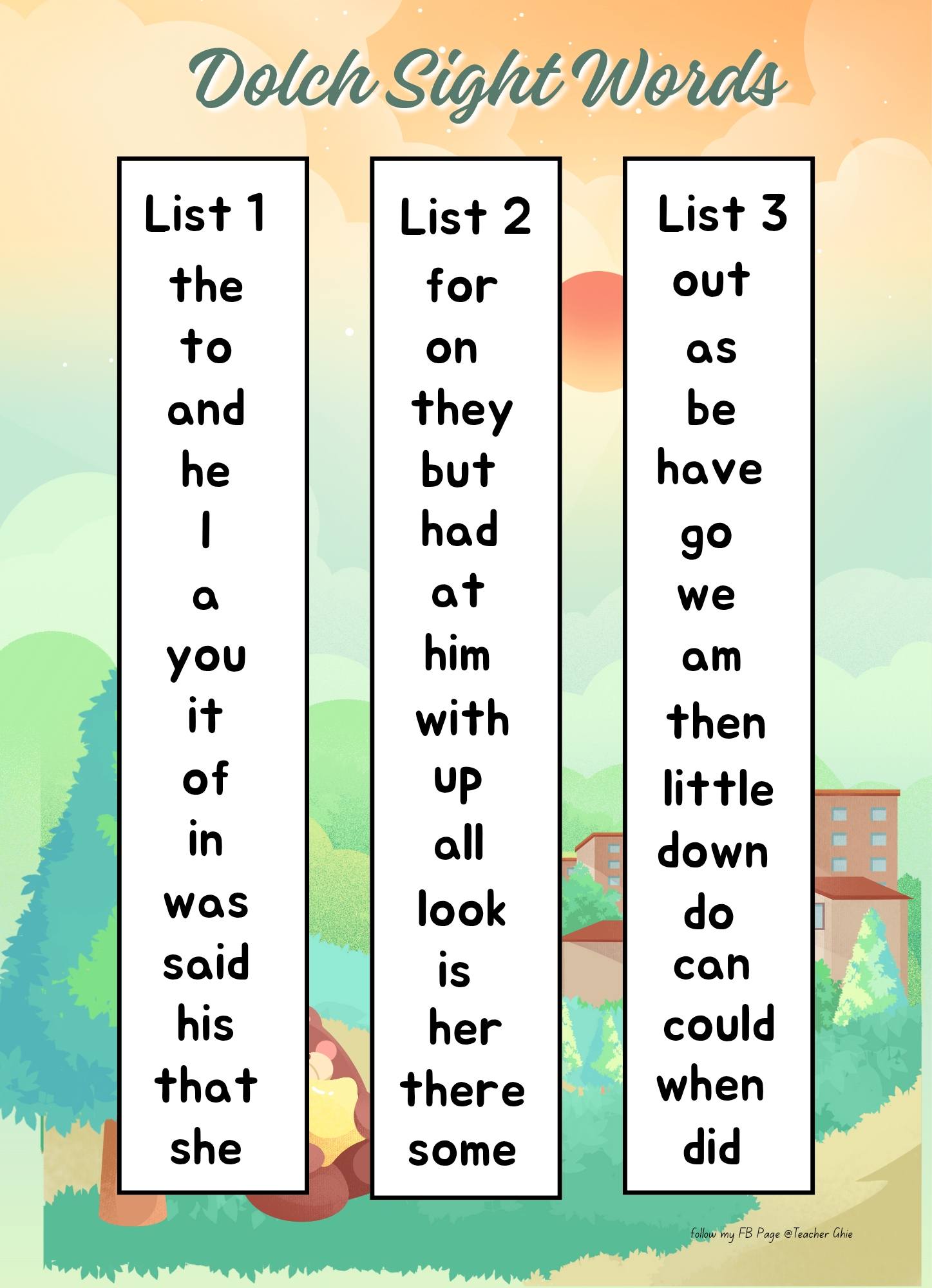 Teacher Ghie - Dolch Sight words,Phrases and Sentences... | Facebook