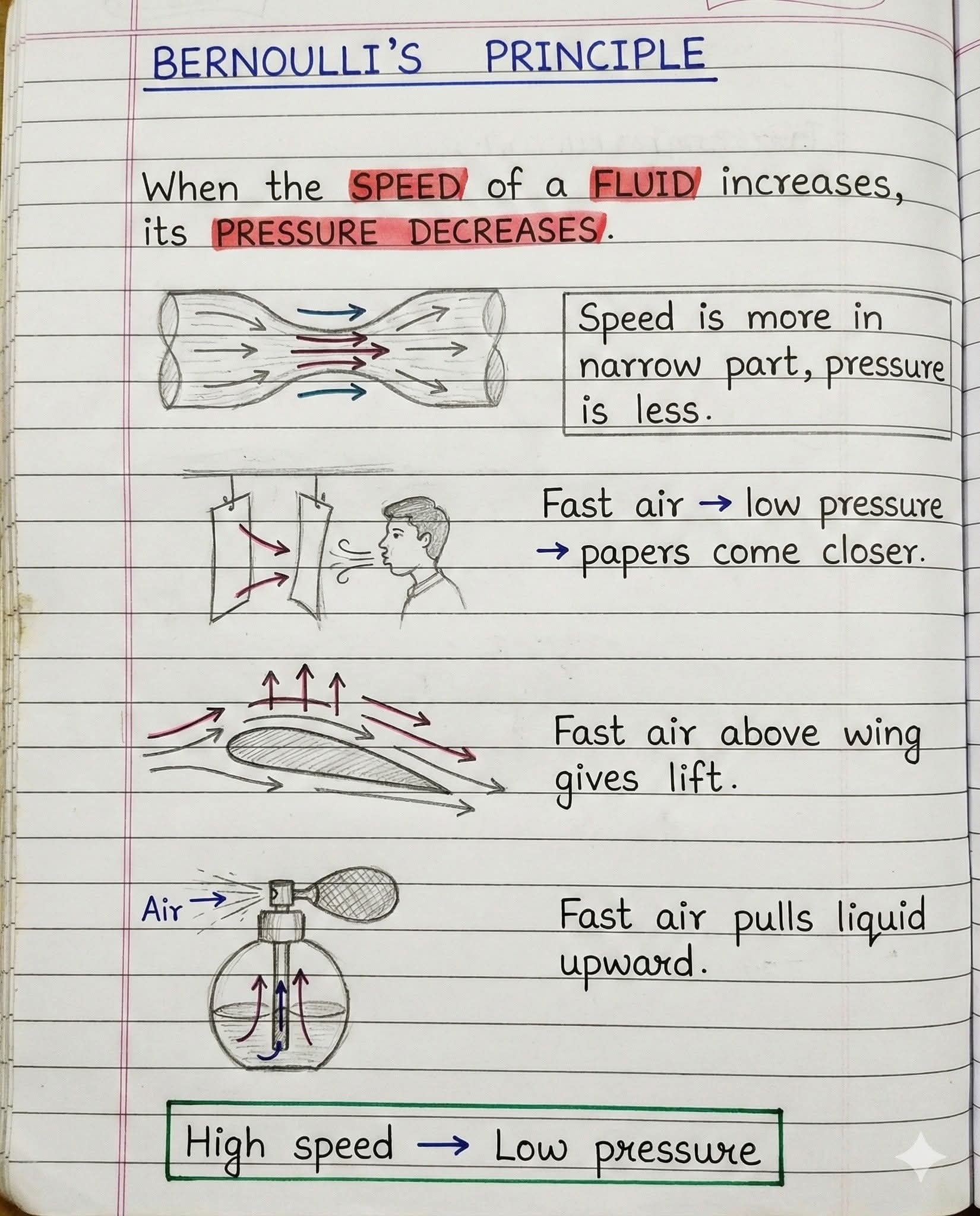 English - Physics – Bernoulli’s Principle When the speed of a fluid ...