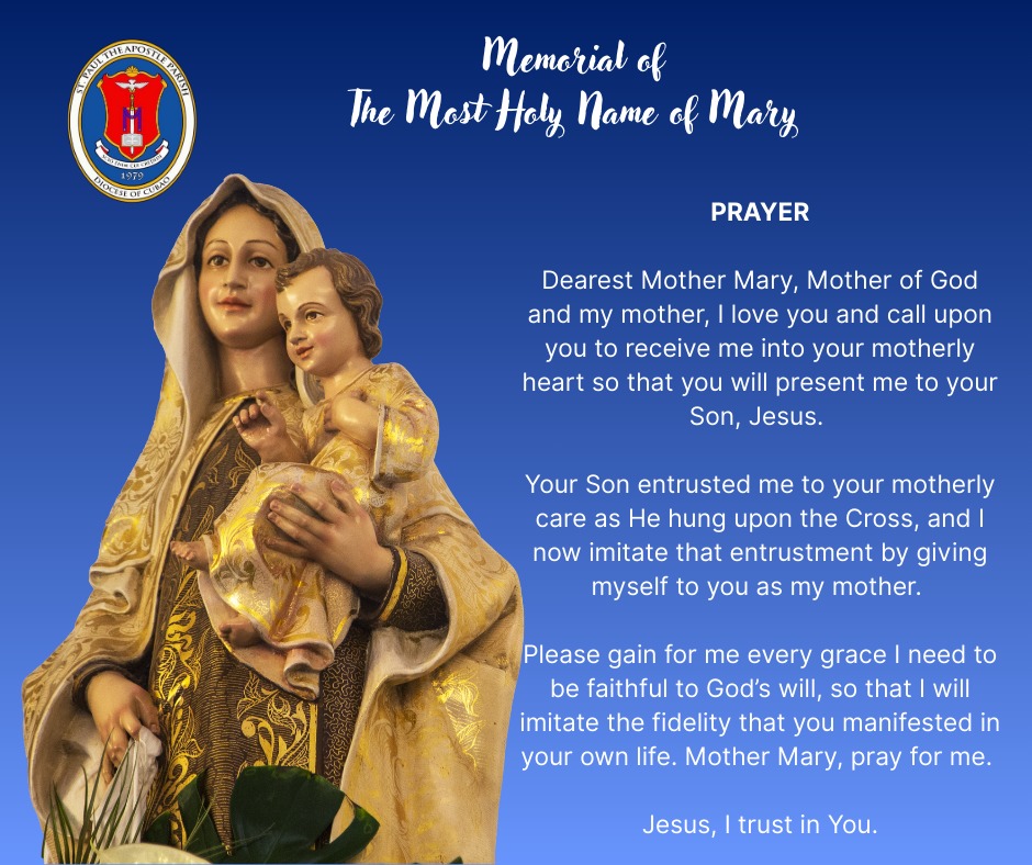 St. - 𝐌𝐄𝐌𝐎𝐑𝐈𝐀𝐋 𝐎𝐅 𝐓𝐇𝐄 𝐌𝐎𝐒𝐓 𝐇𝐎𝐋𝐘 𝐍𝐀𝐌𝐄 𝐎𝐅 𝐌𝐀𝐑𝐘 Today, September 12, we ...