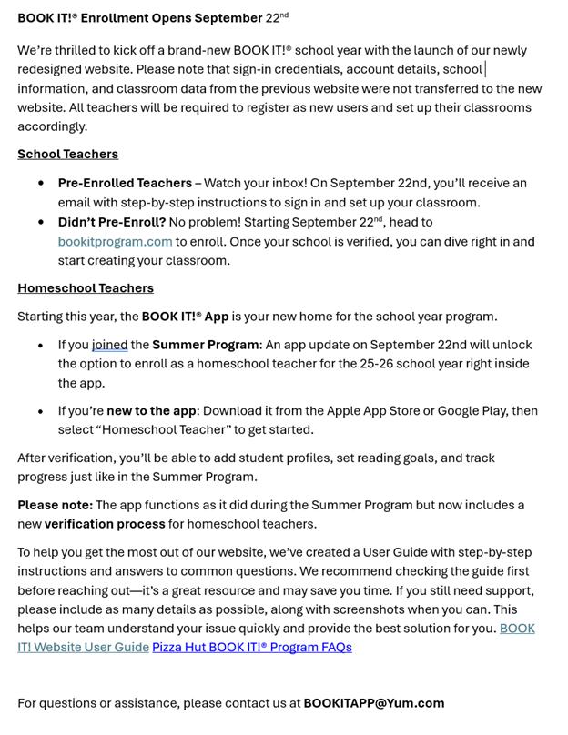 Open Enrollment for the BOOK... - Pizza Hut BOOK IT! Program | Facebook