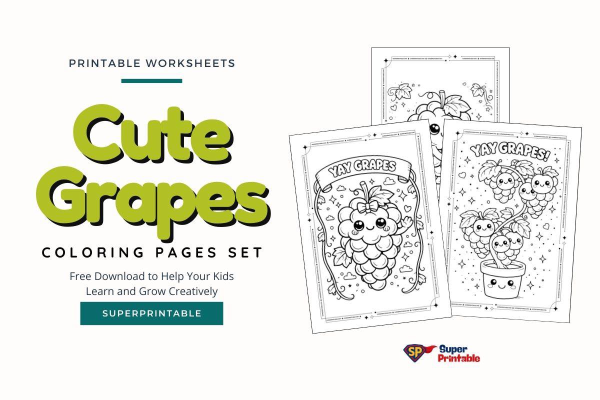 SuperPrintable - 12+ Cute Grapes Coloring Pages (Free Printable For ...