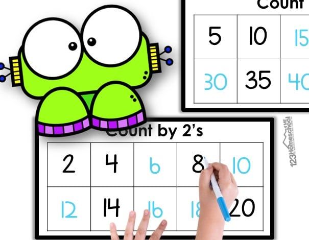 123 - FREE Robot Skip Counting Worksheets - Count by 2s, 5s, 10s ...