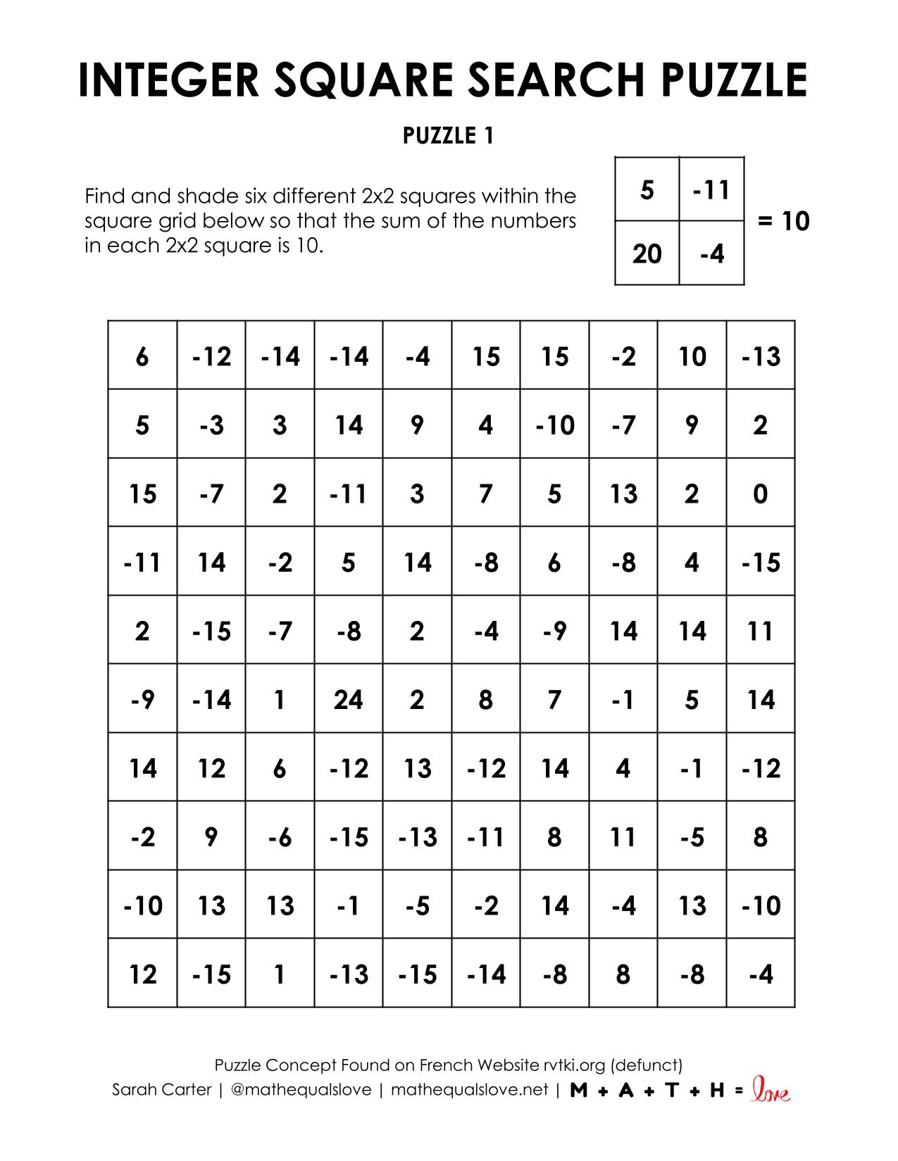 Math - I've been having so much fun making these integer addition ...
