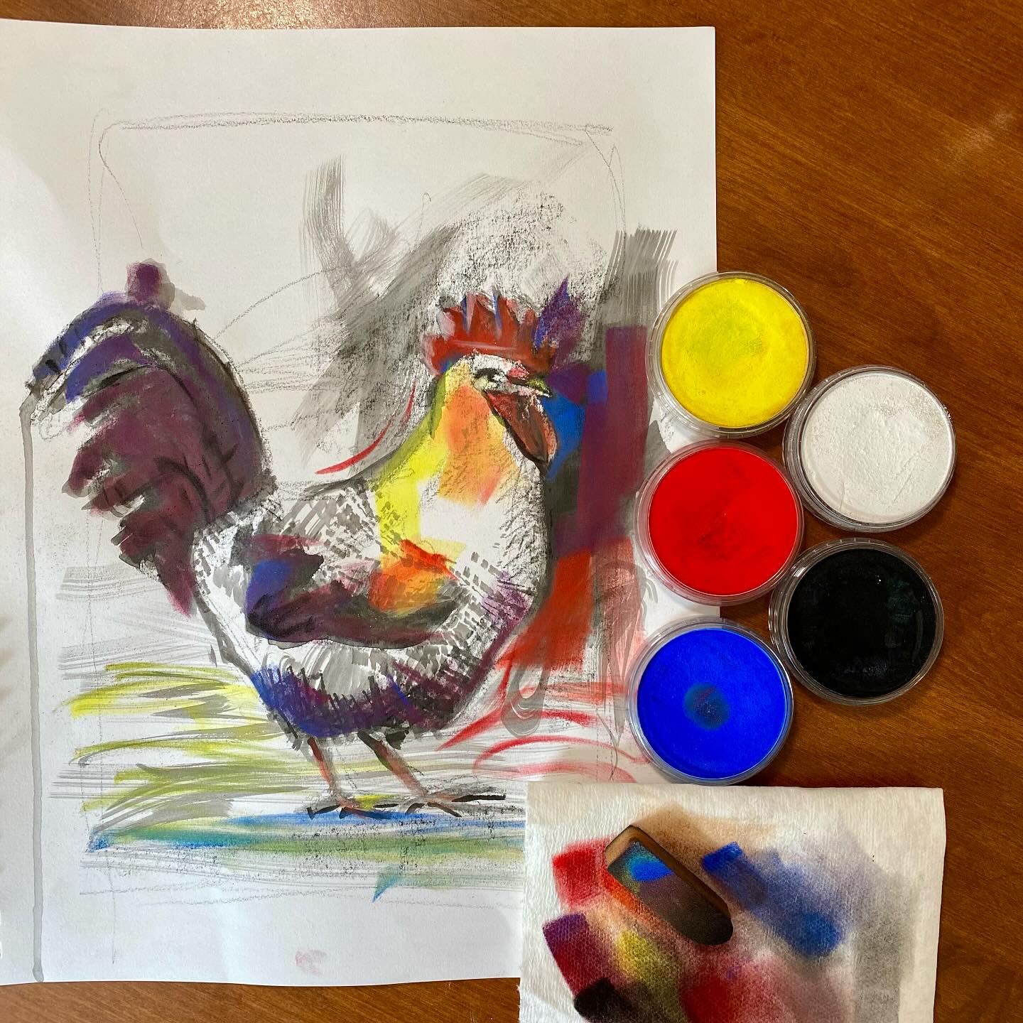 Molly - 🐓 Bold strokes, primary colors only! This rooster came to life ...