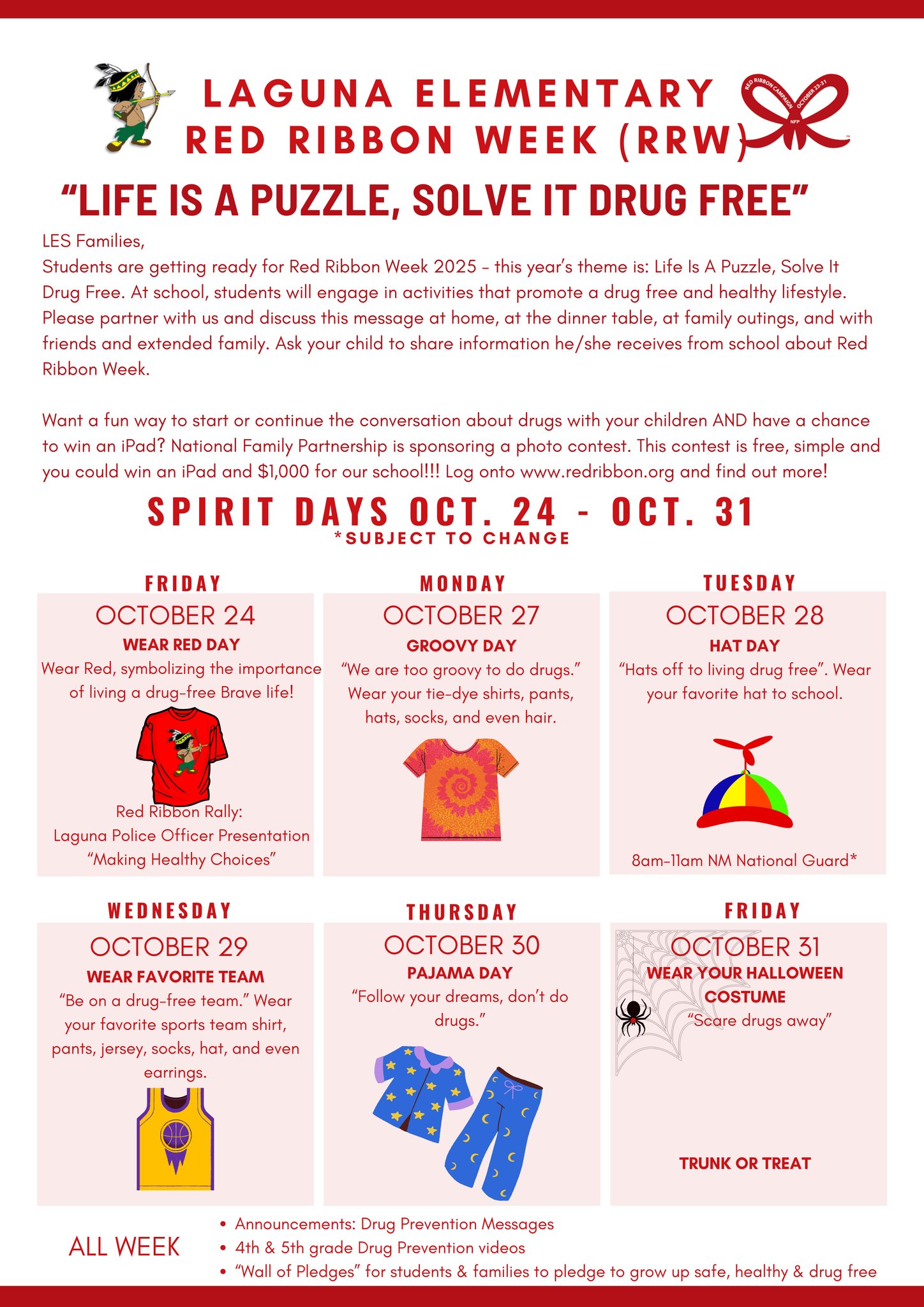 Laguna - LES Families, Students are getting ready for Red Ribbon Week ...