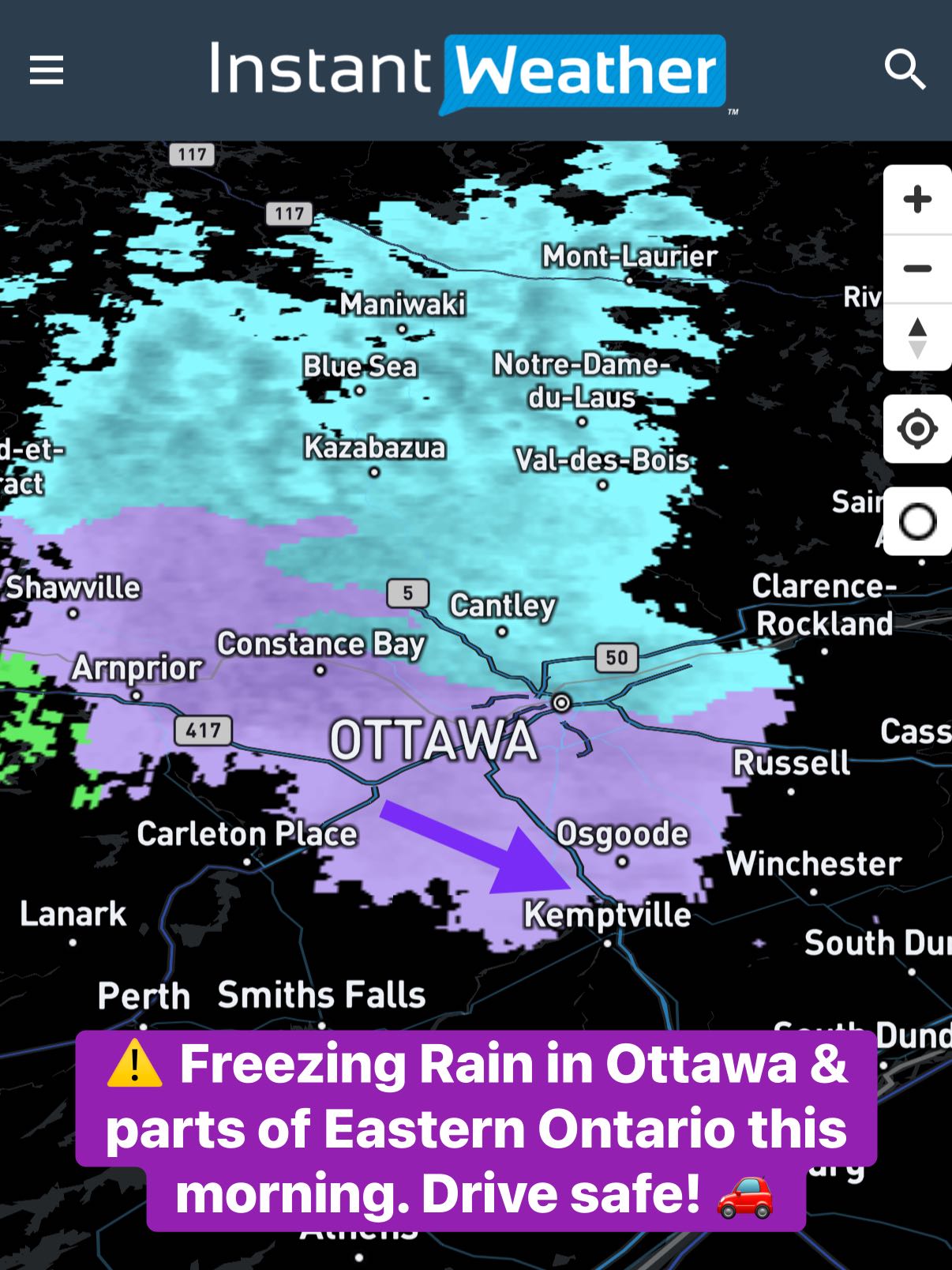 Ontario ⚠️ Freezing Rain This Morning Through Ottawa And Surrounding