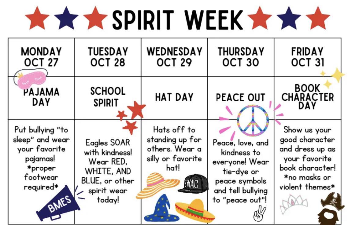 Bethel - Get ready, Eagles—it’s SPIRIT WEEK! 💤 Monday, Oct 27 – Pajama ...