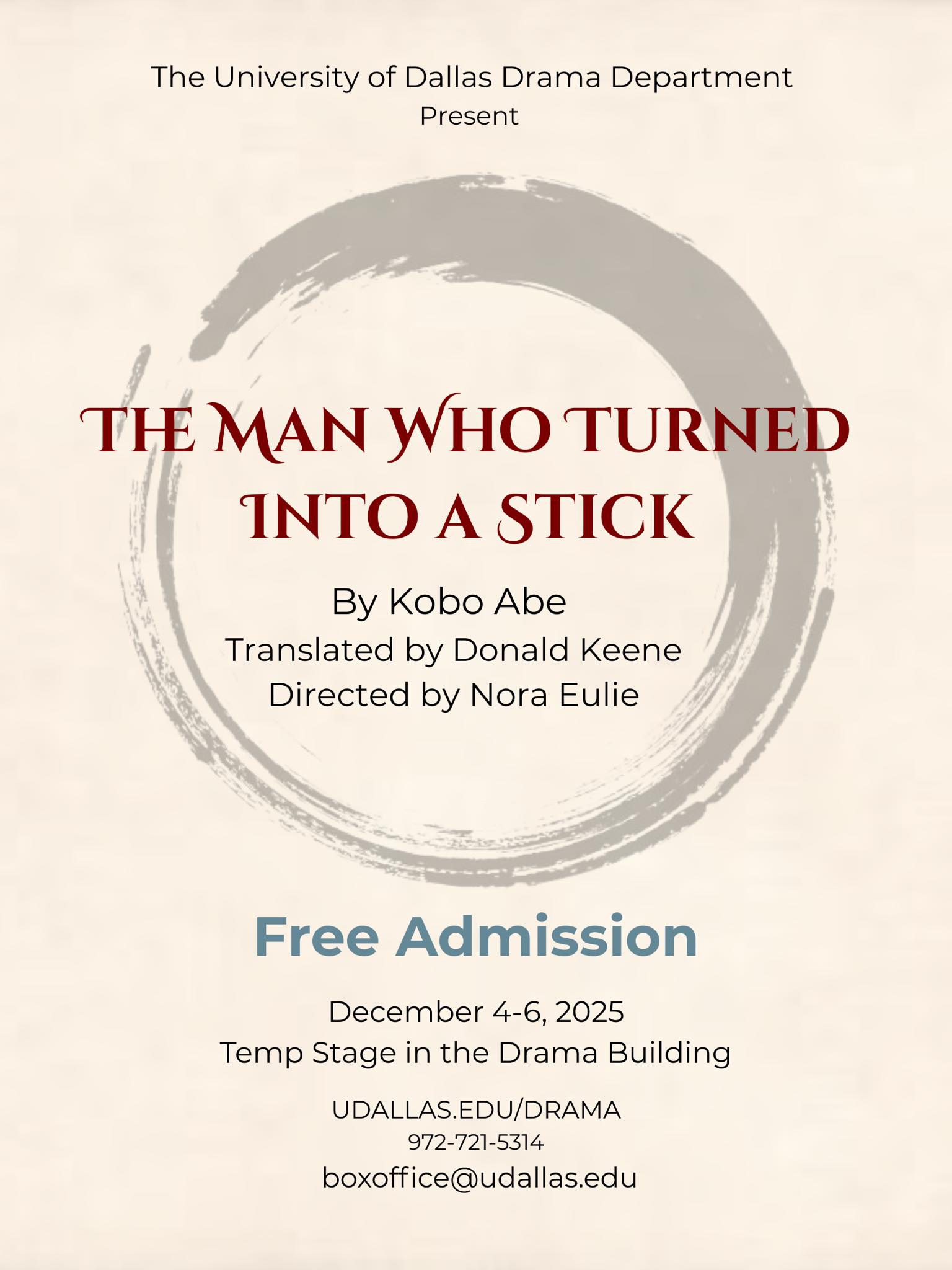 University - Save the date for The Man Who Turned Into A Stick by Kōbō ...
