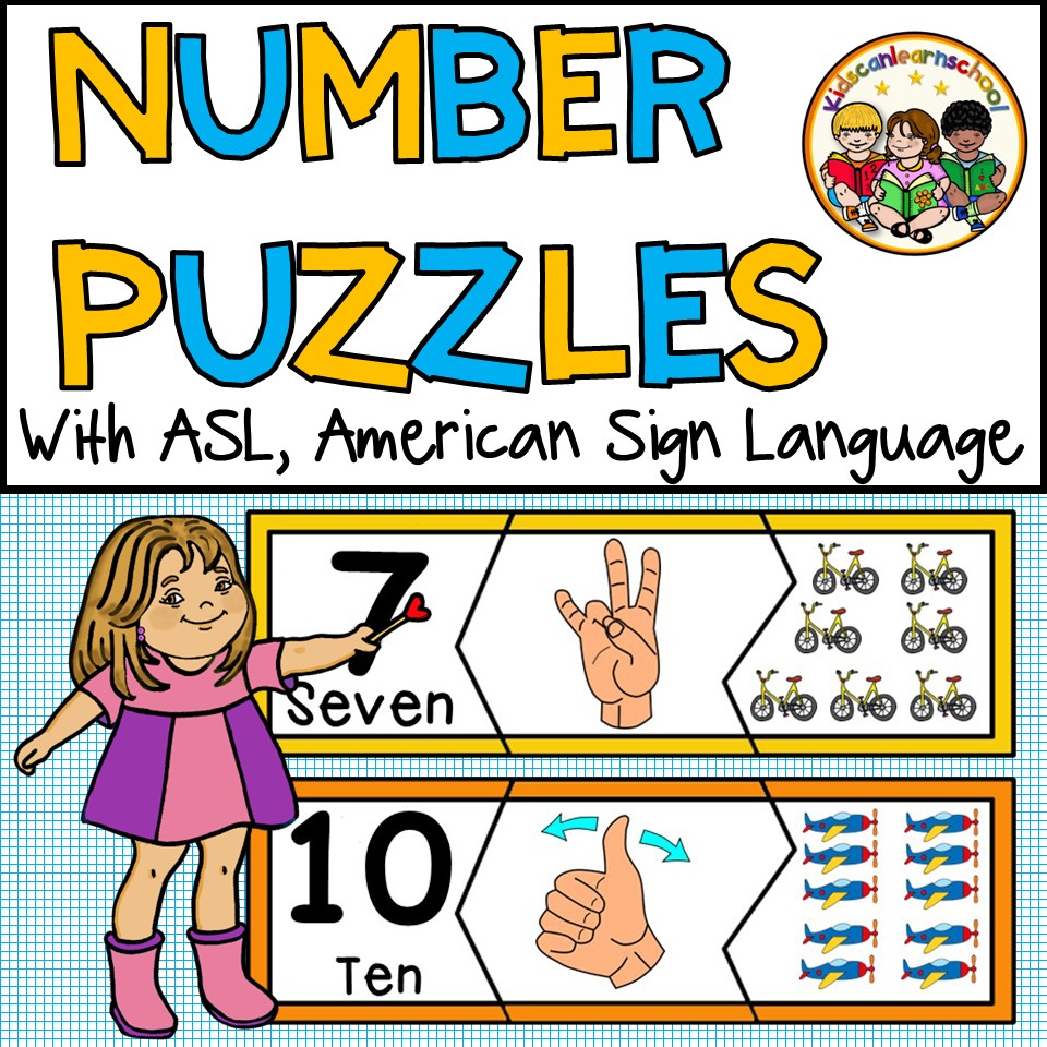 Kidscanlearnschool - New! Number Puzzles 1 to 10 with ASL, American ...