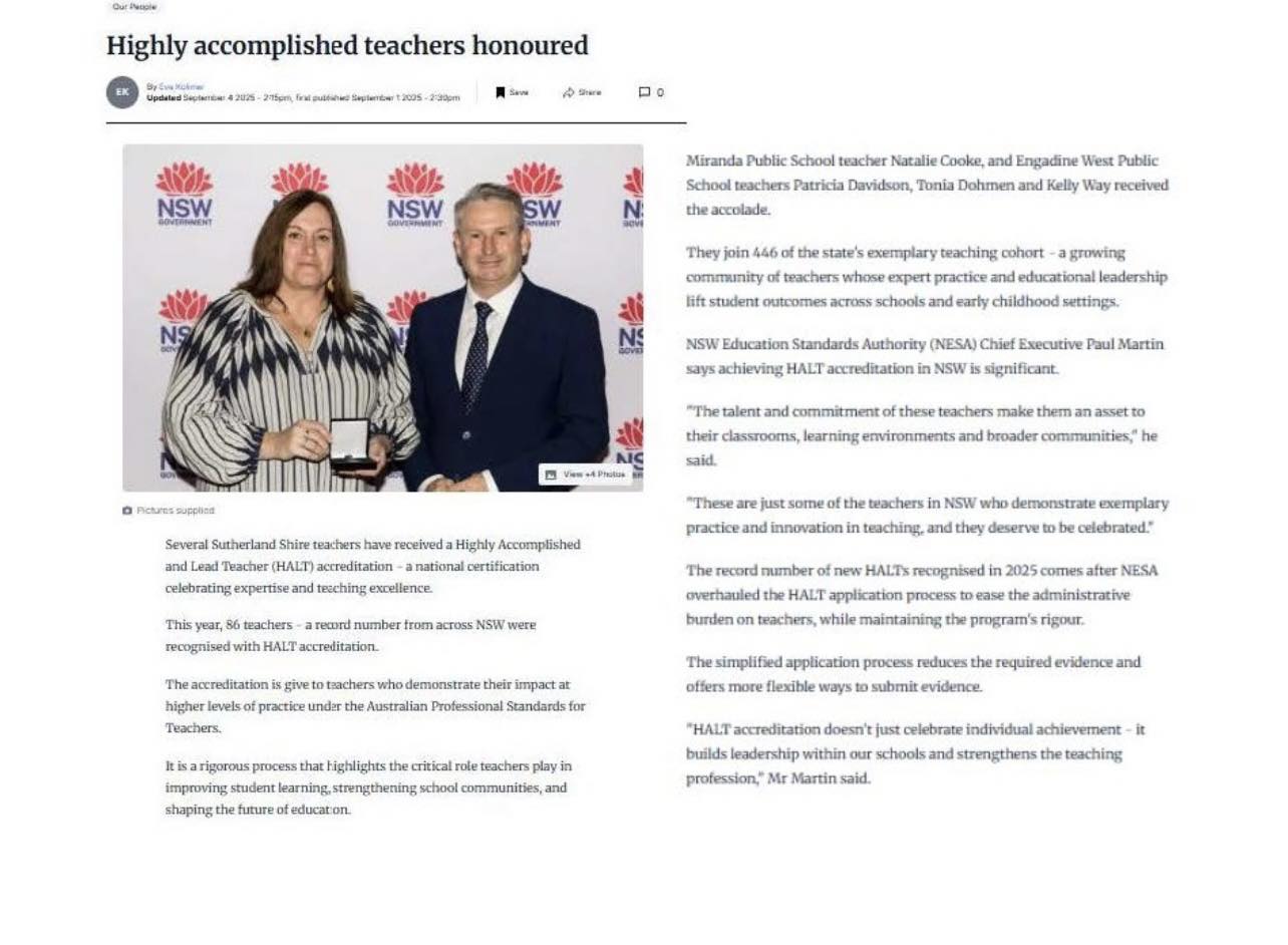 Miranda - Miranda Public School is feeling very proud of our dedicated ...