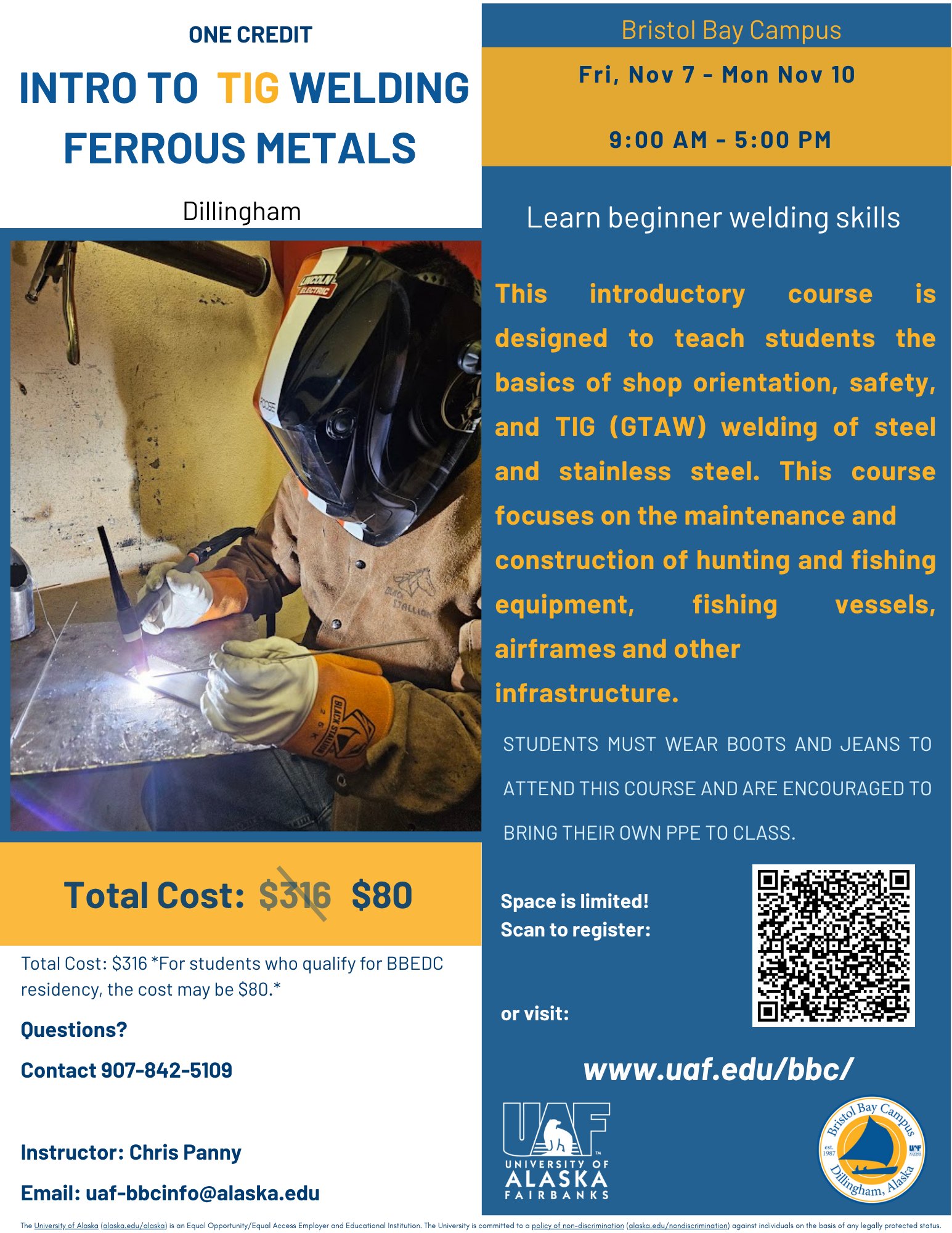 UAF - Spark a new skill in Intro to TIG Welding: Ferrous Metals ...