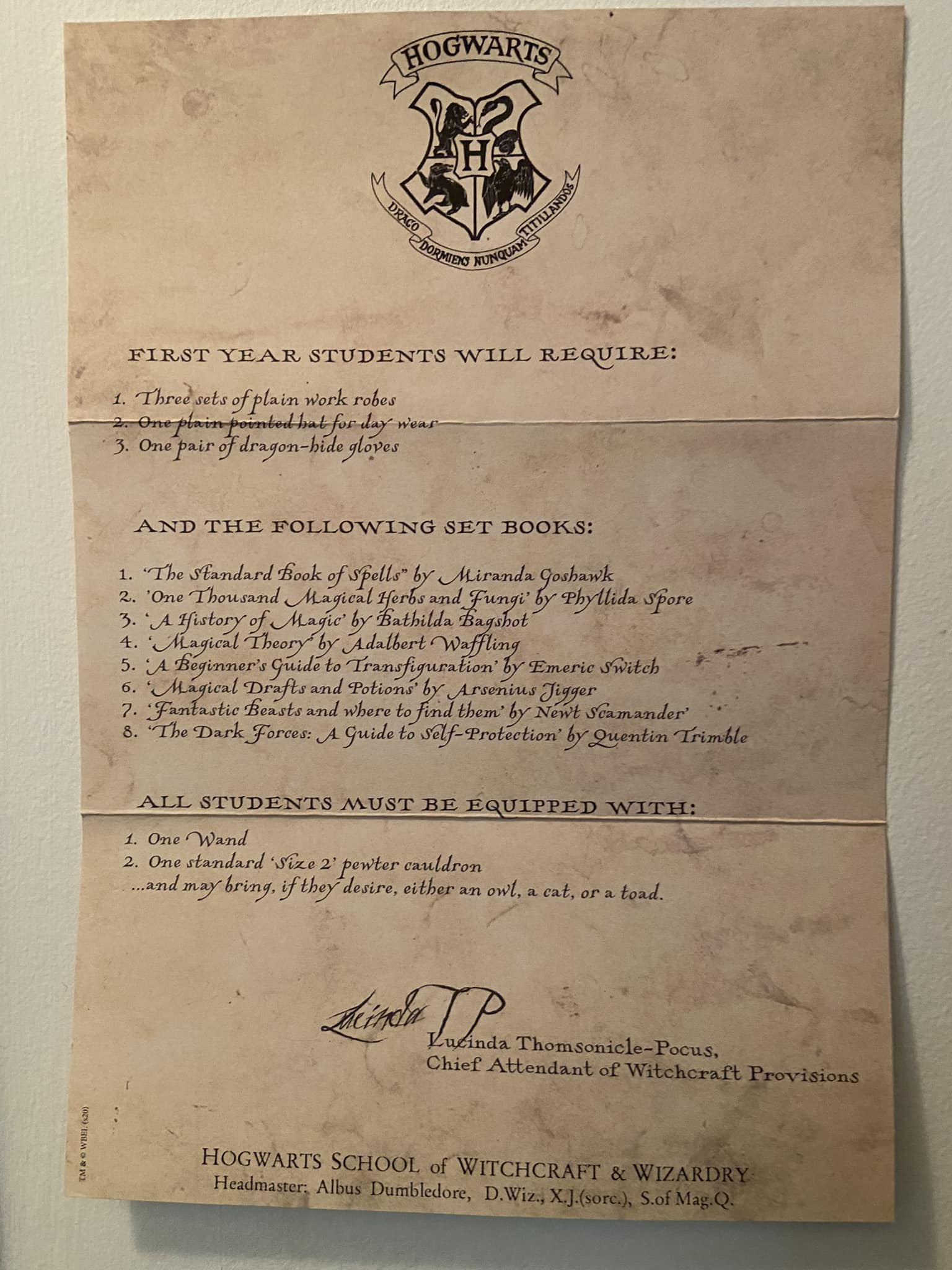 Harry Potter fans ϟ | First year requirements for students at Hogwarts ...
