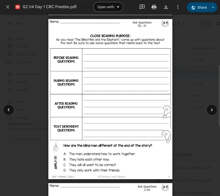 Markers - Unit 4 Close Reading Companion freebie! Grades 1-5. Yes ...