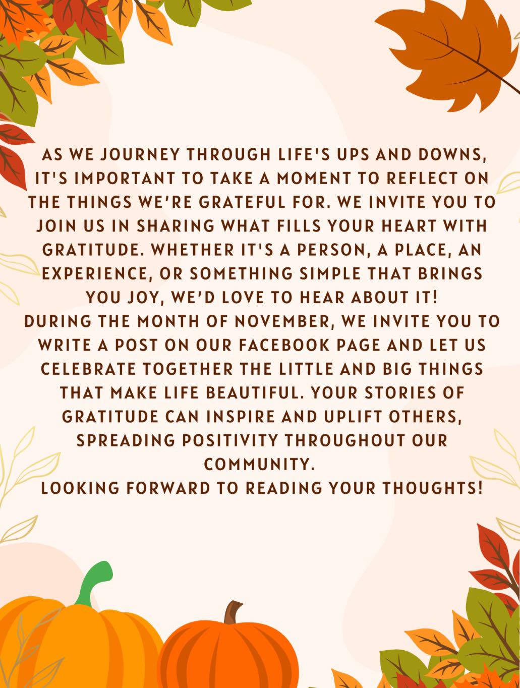 The Change - During the month of November, we warmly invite you to come ...