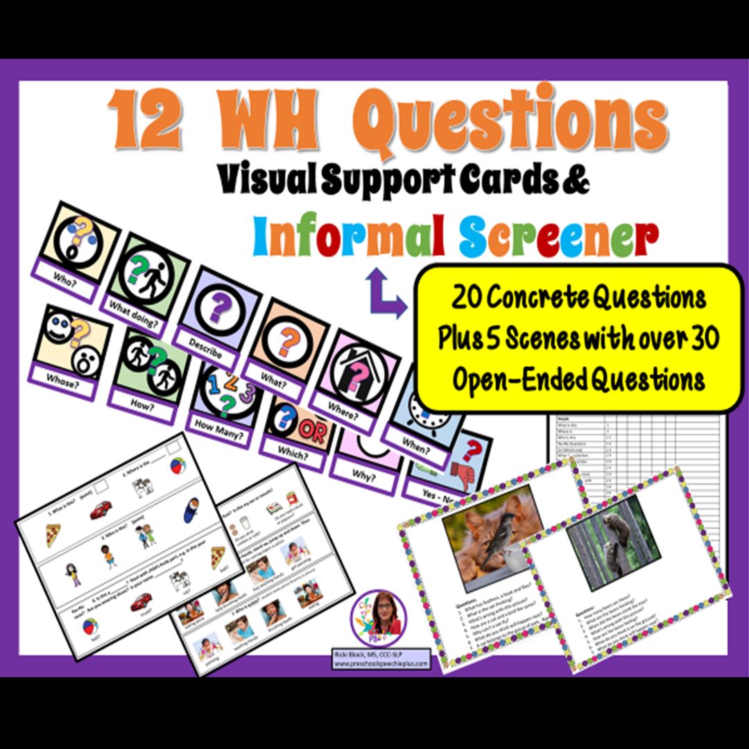 Preschool - 12 color-coded Question Cards – these provide visual ...