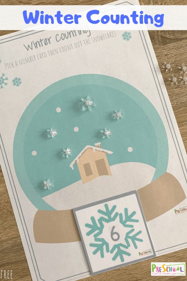 123 - FREE Printable Snow Globe Winter Counting Mats https://www ...