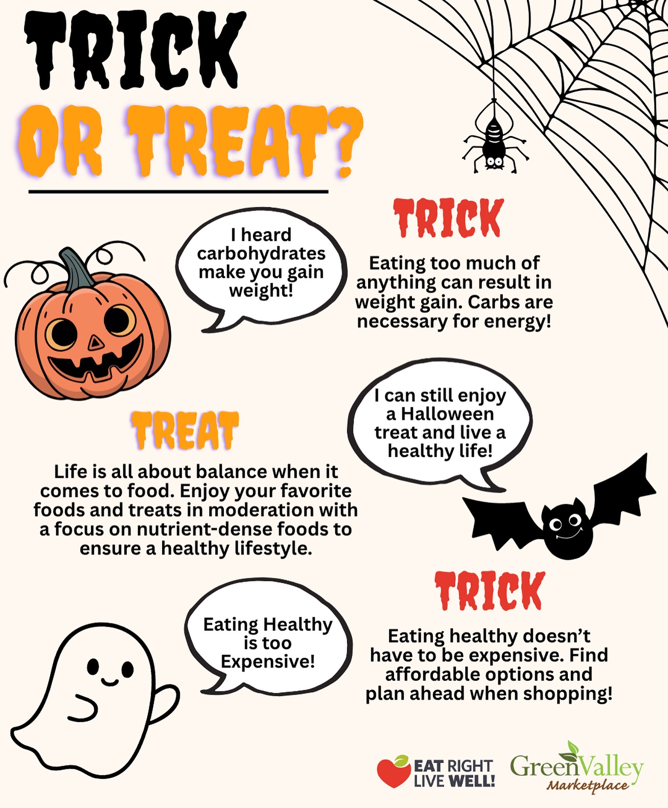Green - Trick or Treat?👻🍬 Read some of these common nutrition sayings ...