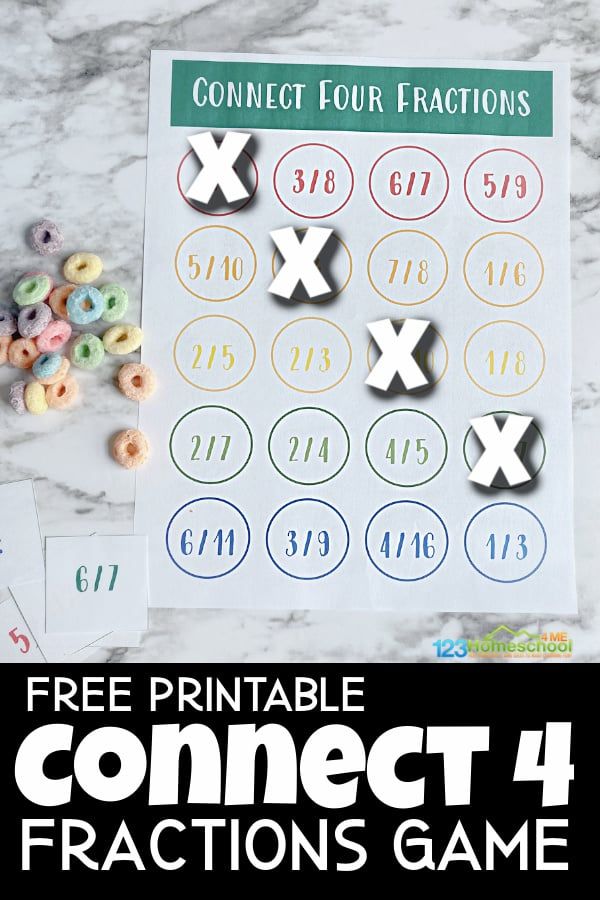 FREE Printable Fraction Connect Four... - 123 Homeschool 4 Me | Facebook