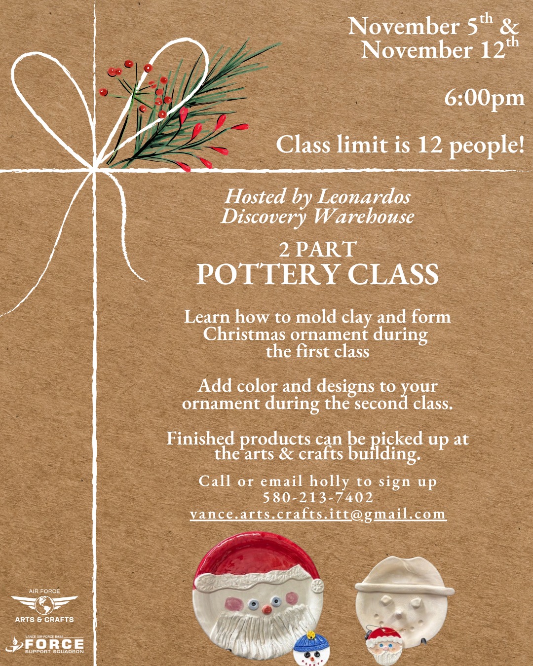 🎨 FREE 2-Part Pottery... - Vance AFB Force Support Squadron | Facebook