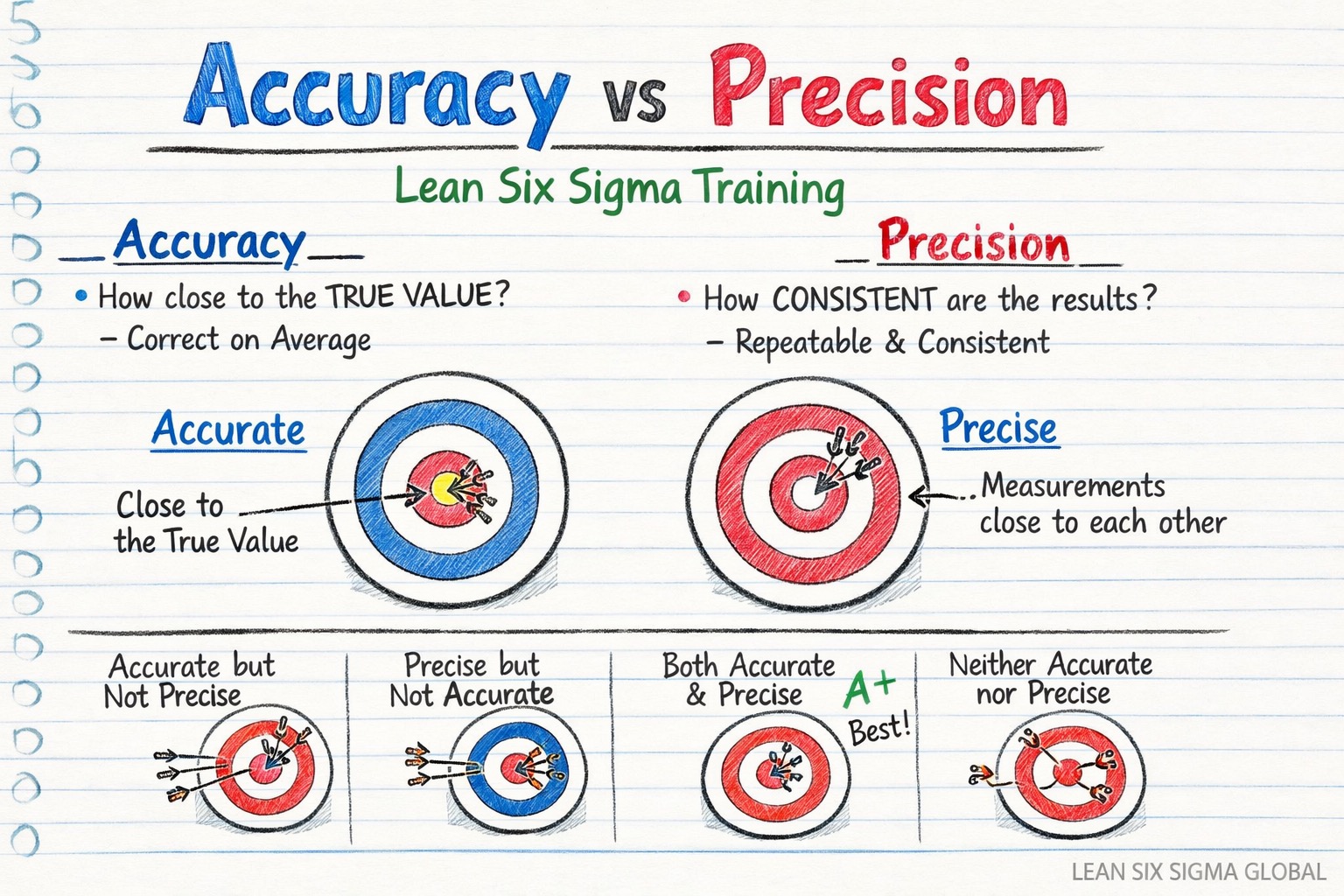 Accuracy vs Precision... - Lean Six Sigma Global | Facebook