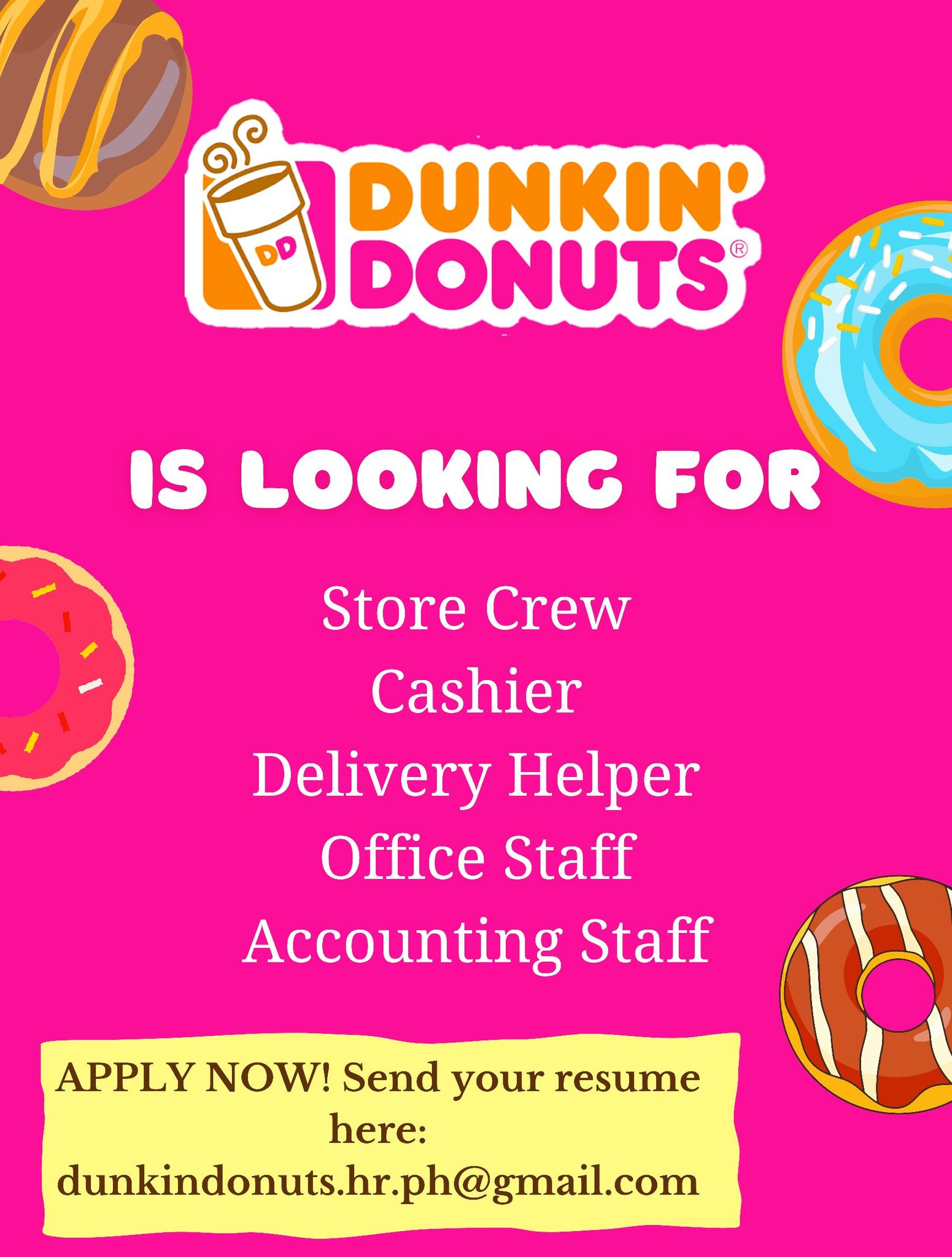 QUEZON CITY JOB HIRING 2024 - 2025 | Dunkin' Donuts are Hiring for the ...