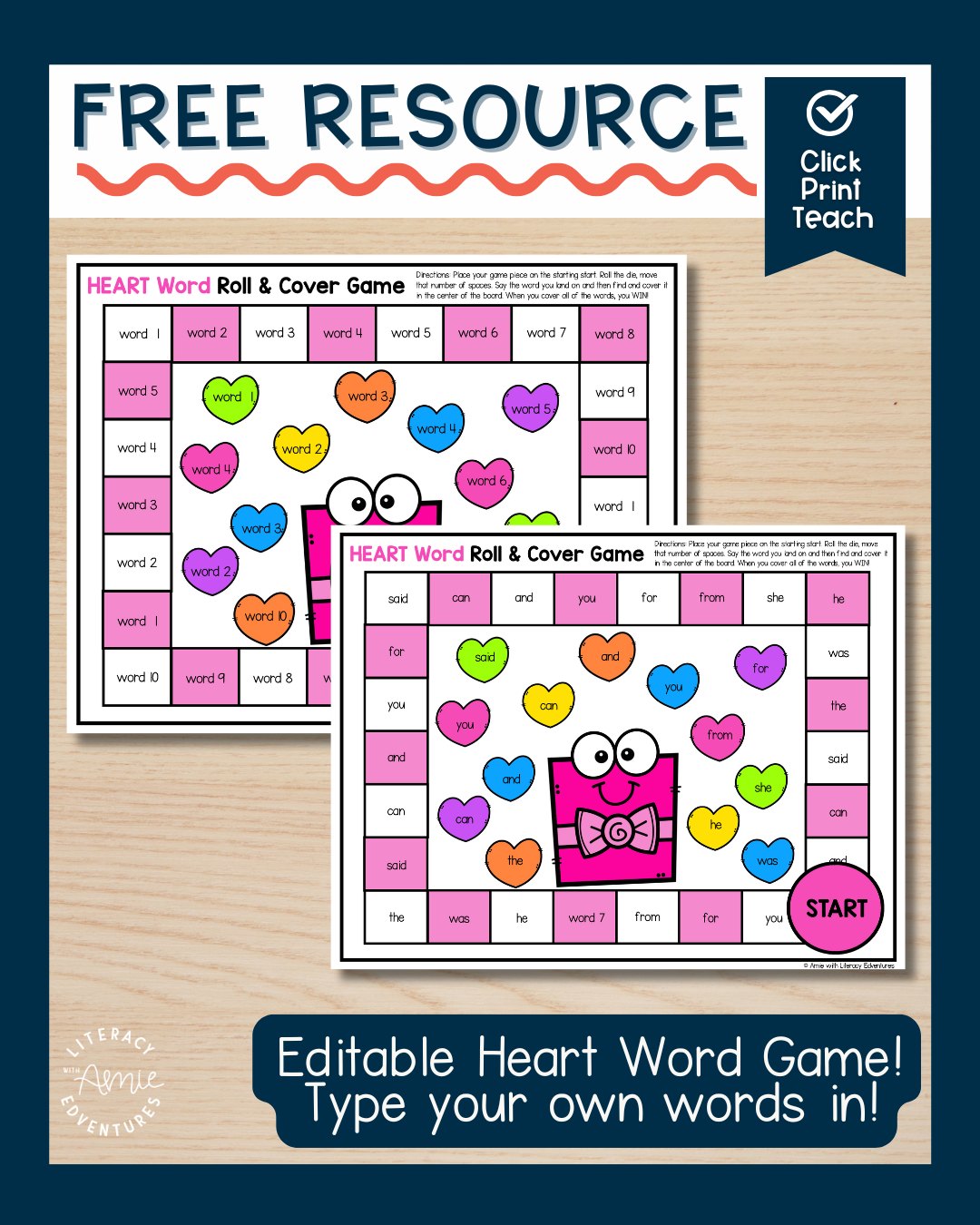 Literacy - 💘 February FREEBIE alert! 💘 This editable Heart Word Game is ...