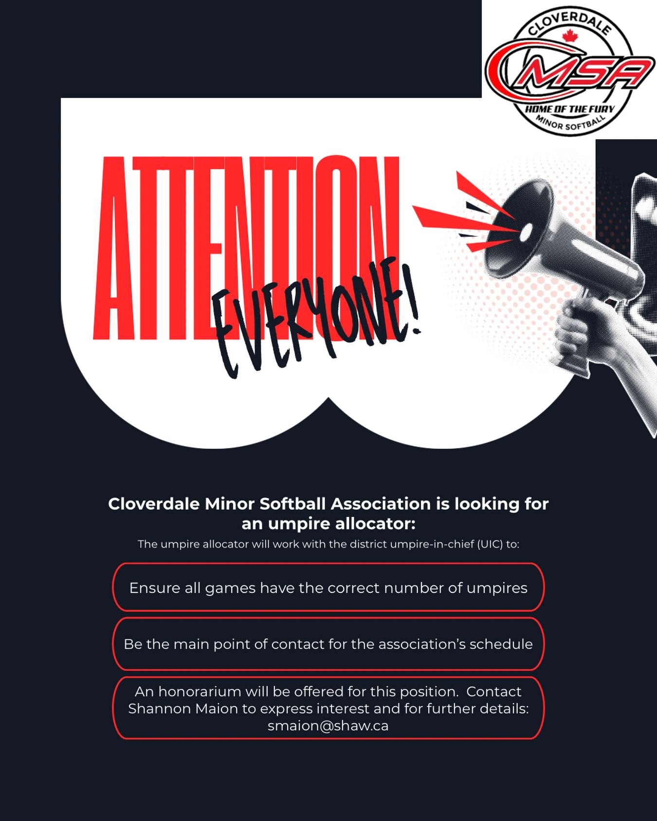 Cloverdale - 📣 District 7 is Looking for an Umpire Allocator! 🥎 Are you ...
