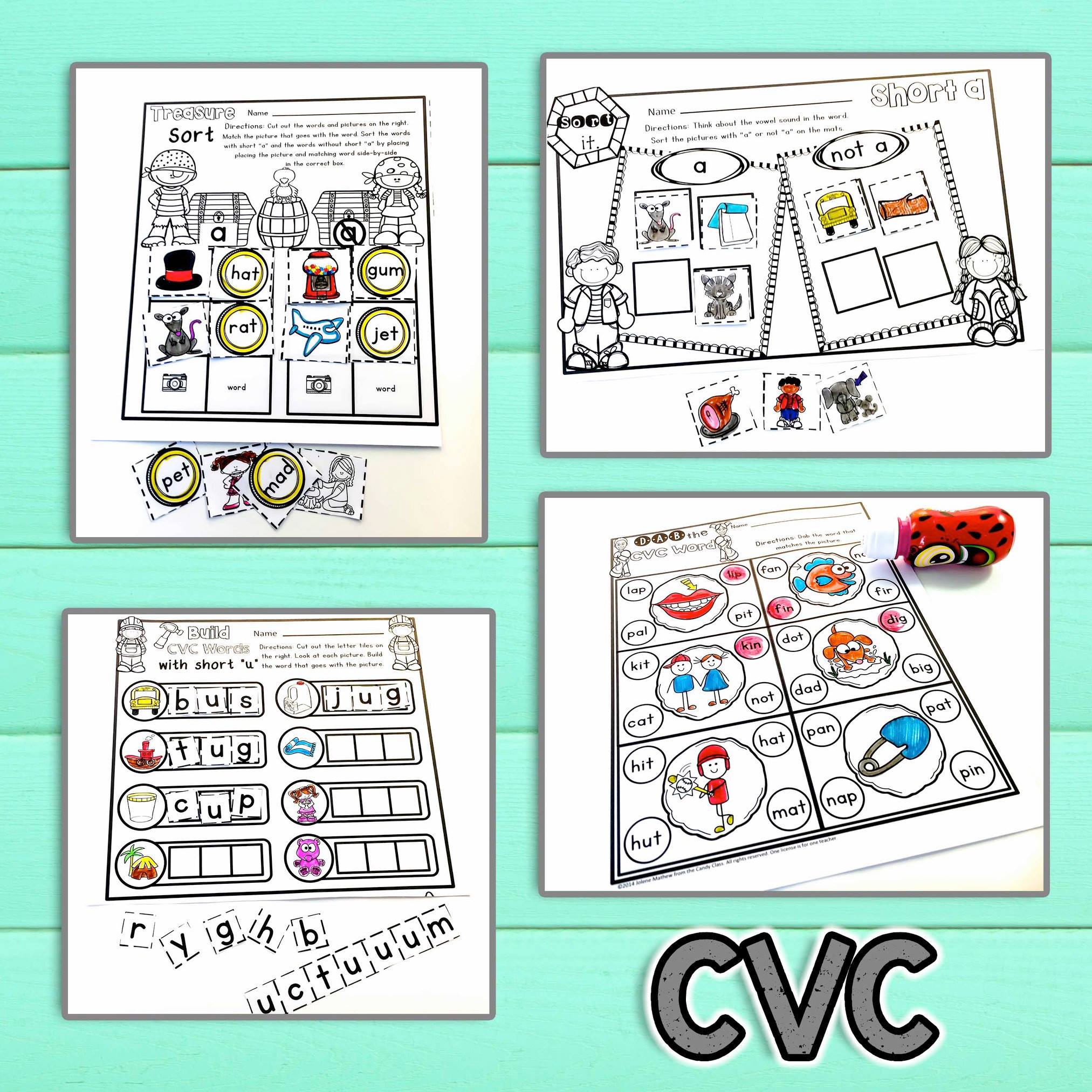 The Candy Class - No prep CVC word printables! Get them...
