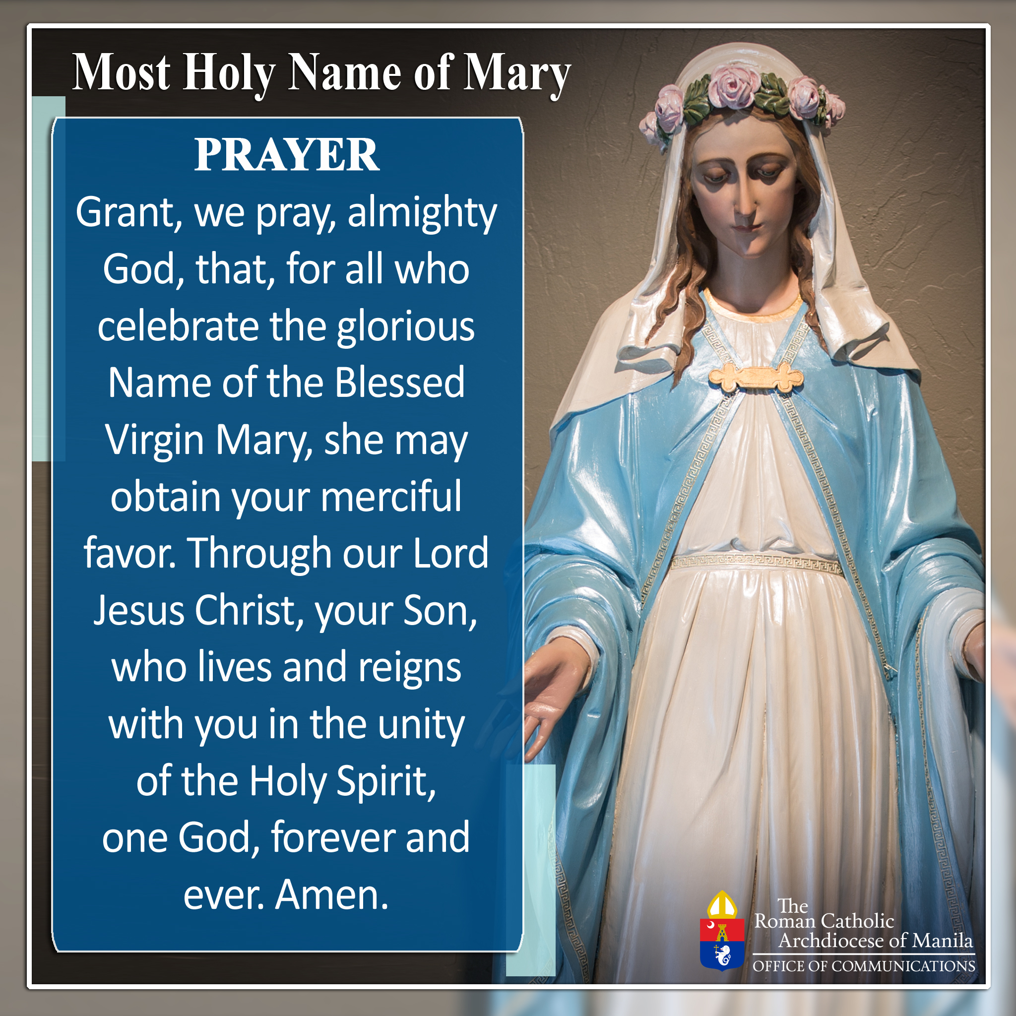 PRAYER TO THE MOST HOLY NAME OF MARY Grant, we pray, almighty God, that ...
