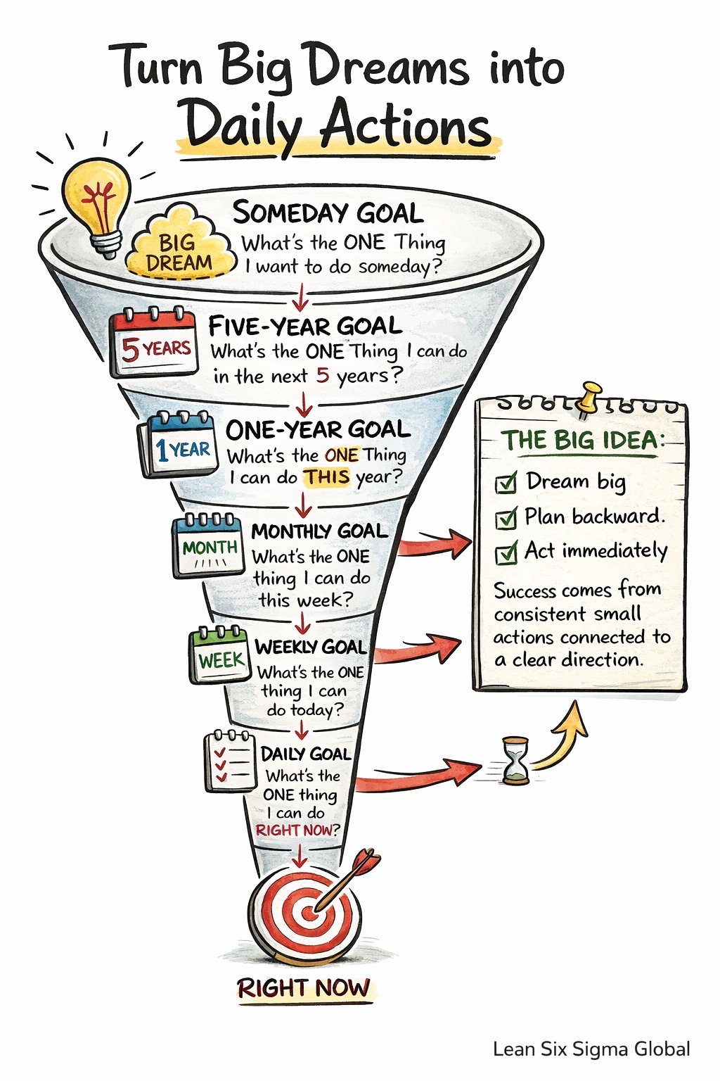 Lean - When you: Dream big Plan backward Act immediately 👉You remove ...