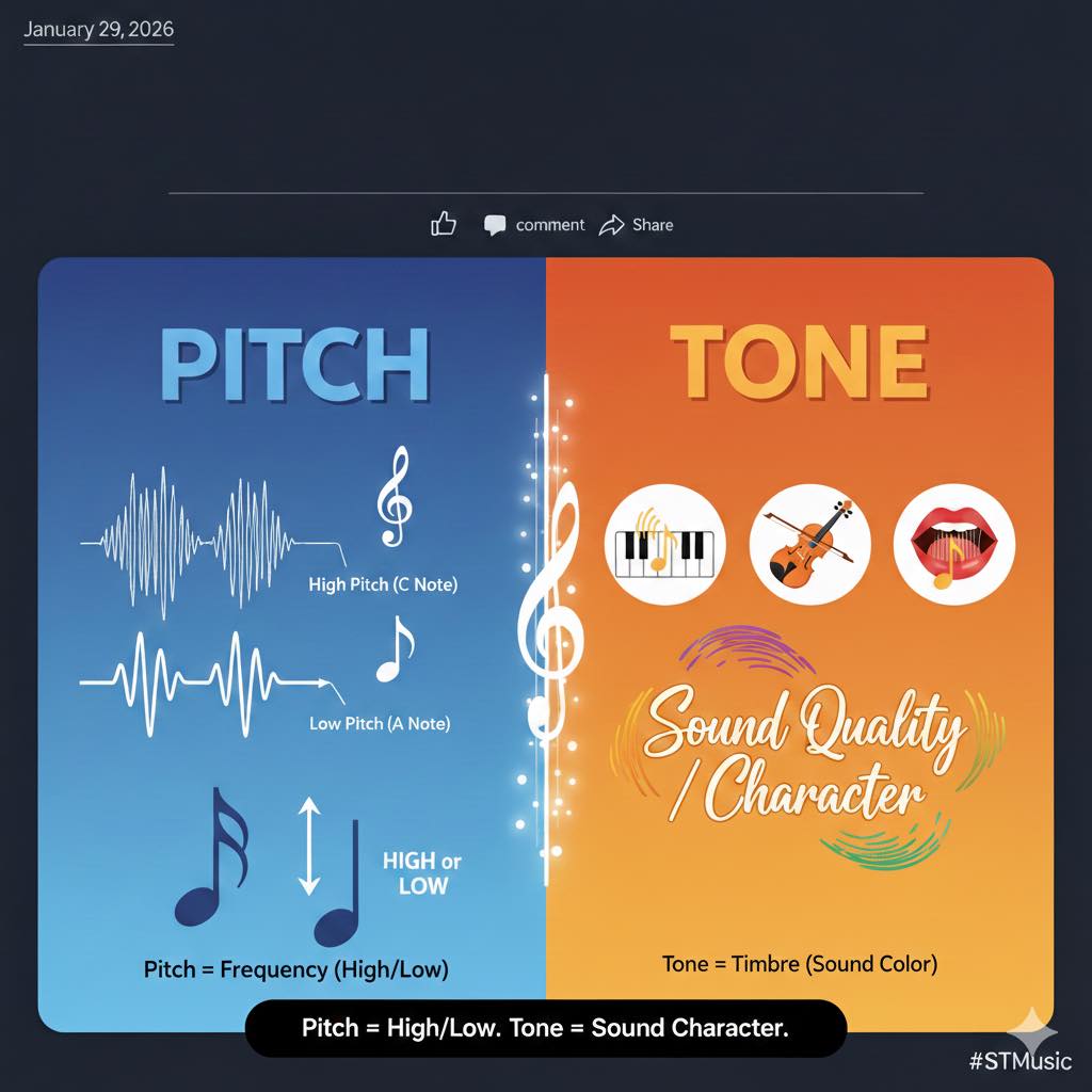 โน้ตเพลง - 🎵 ระหว่าง Pitch กับ Tone... ต่างกันยังไง?... | Facebook