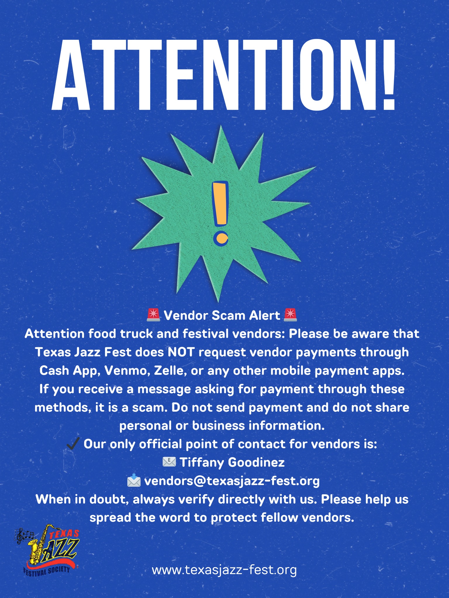 Texas - 🚨 Vendor Scam Alert 🚨 Attention food truck and festival vendors ...