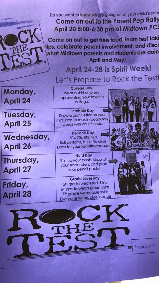 Midtown PIC - Test Prep Spirit Week starts Monday!