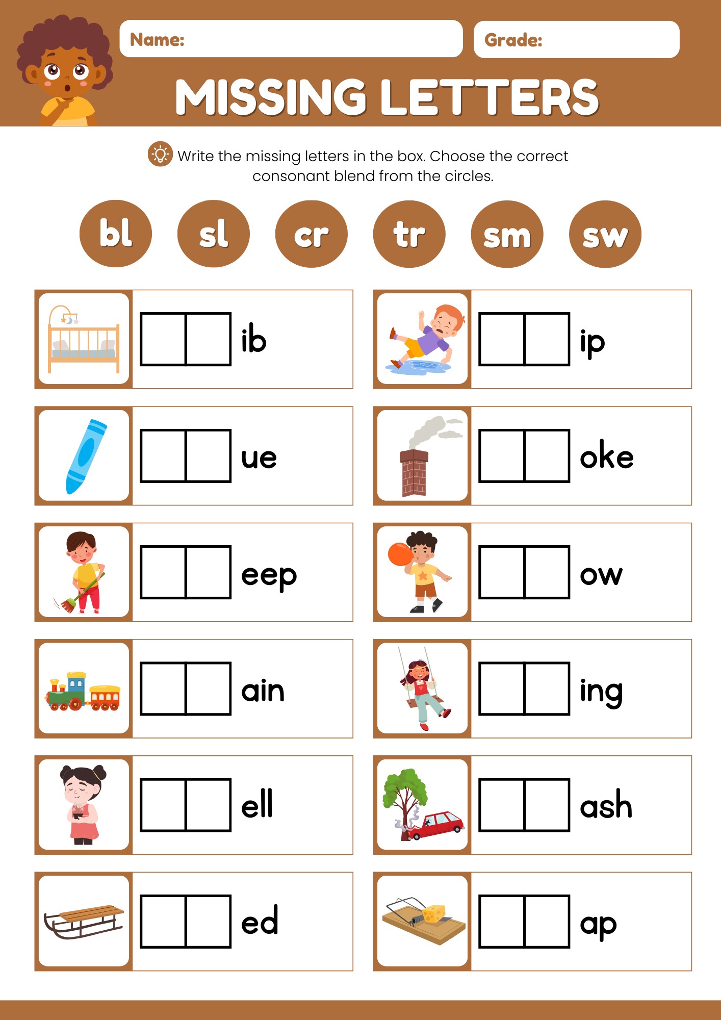 Grade 1 | L, R, S Blends Missing Letters Activity sheets #reading # ...