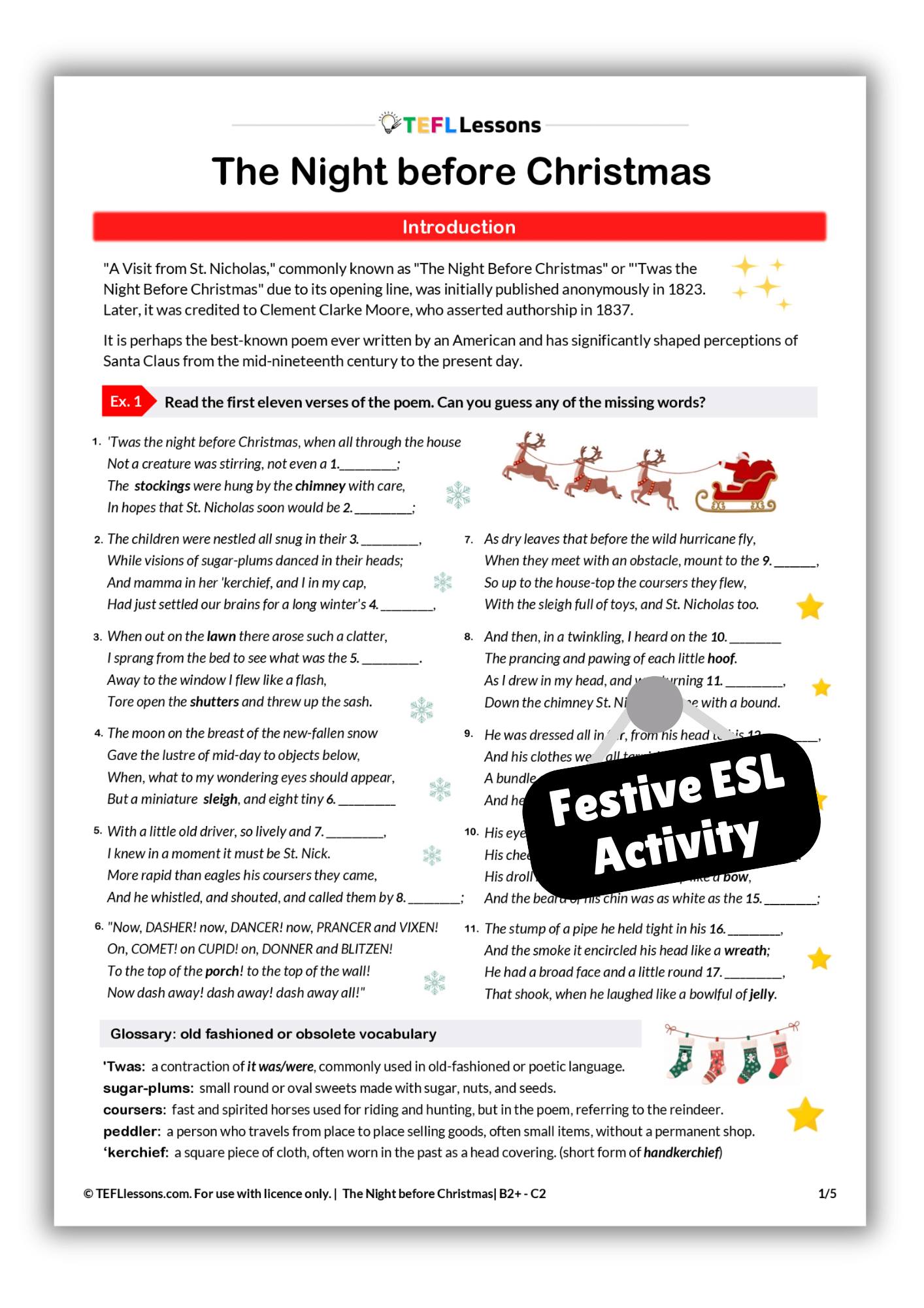 TEFLlessons.com - 🎄 The Night Before Christmas – ESL... | Facebook
