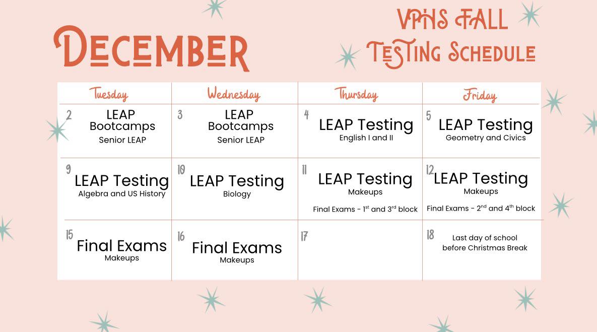 Ville - VPHS FALL LEAP TESTING SCHEDULE 📝 🚀We are on a ‘Mission to ...