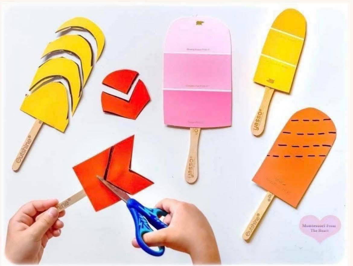 Montessori - 🫶🍦 ️ DIY Ice Cream Themed Scissors Skills Cutting Practice ...
