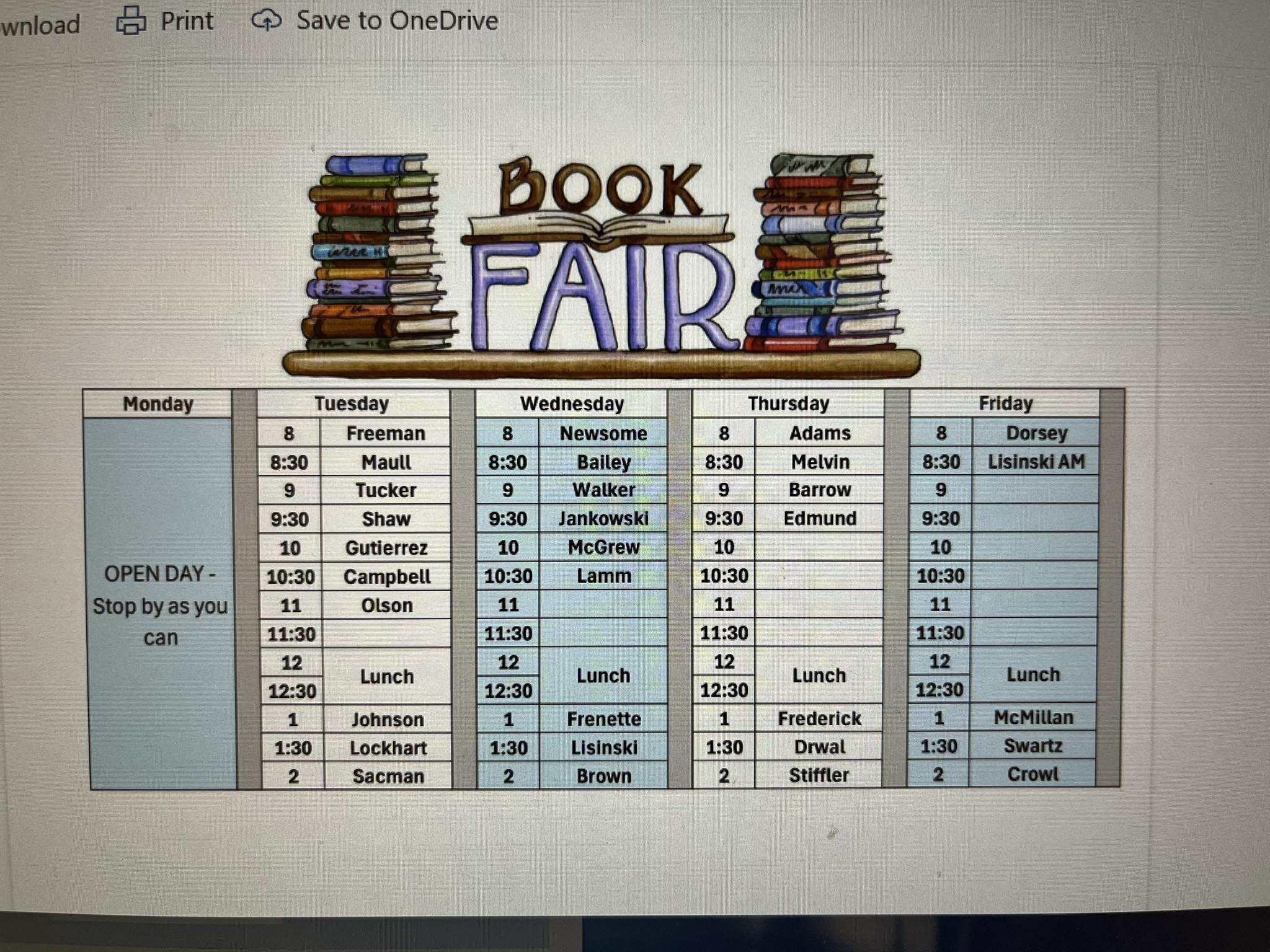 Hampton PTA - Book Fair Schedule 💙 | Facebook