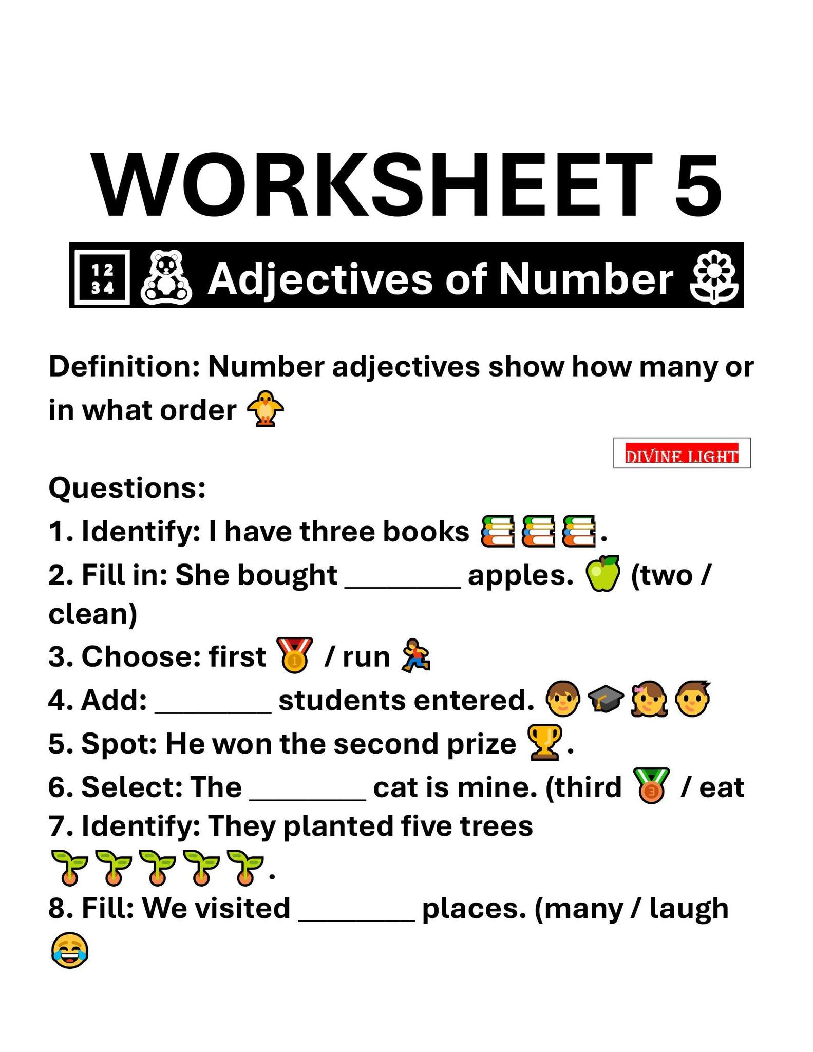 Adjectives worksheets #grammar... - Divine Light Special | Facebook