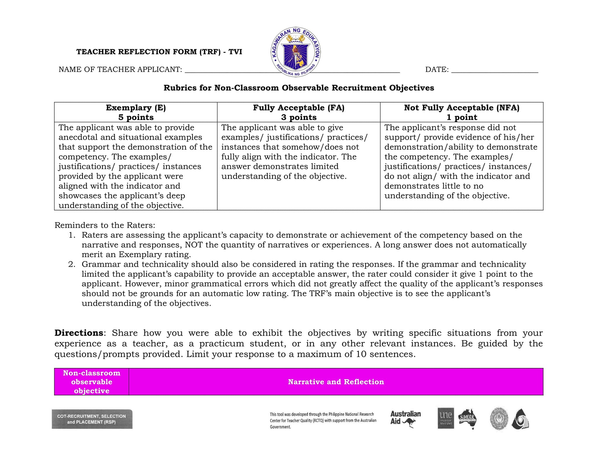 Guro Forms - LOOK: Teacher Reflection Form (TRF) - TVI | Facebook