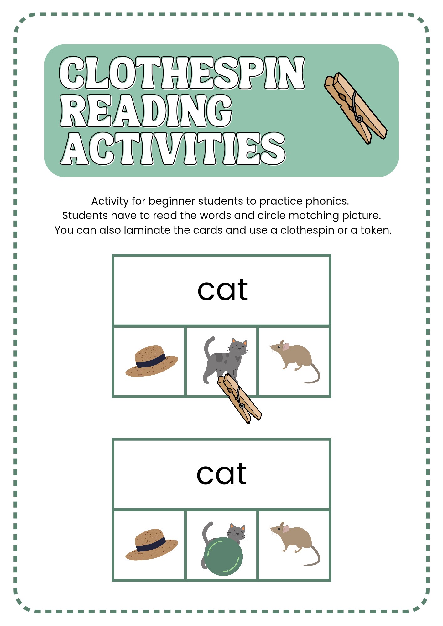 Clothespin Reading Activities 2 CVC... - Learning Materials | Facebook