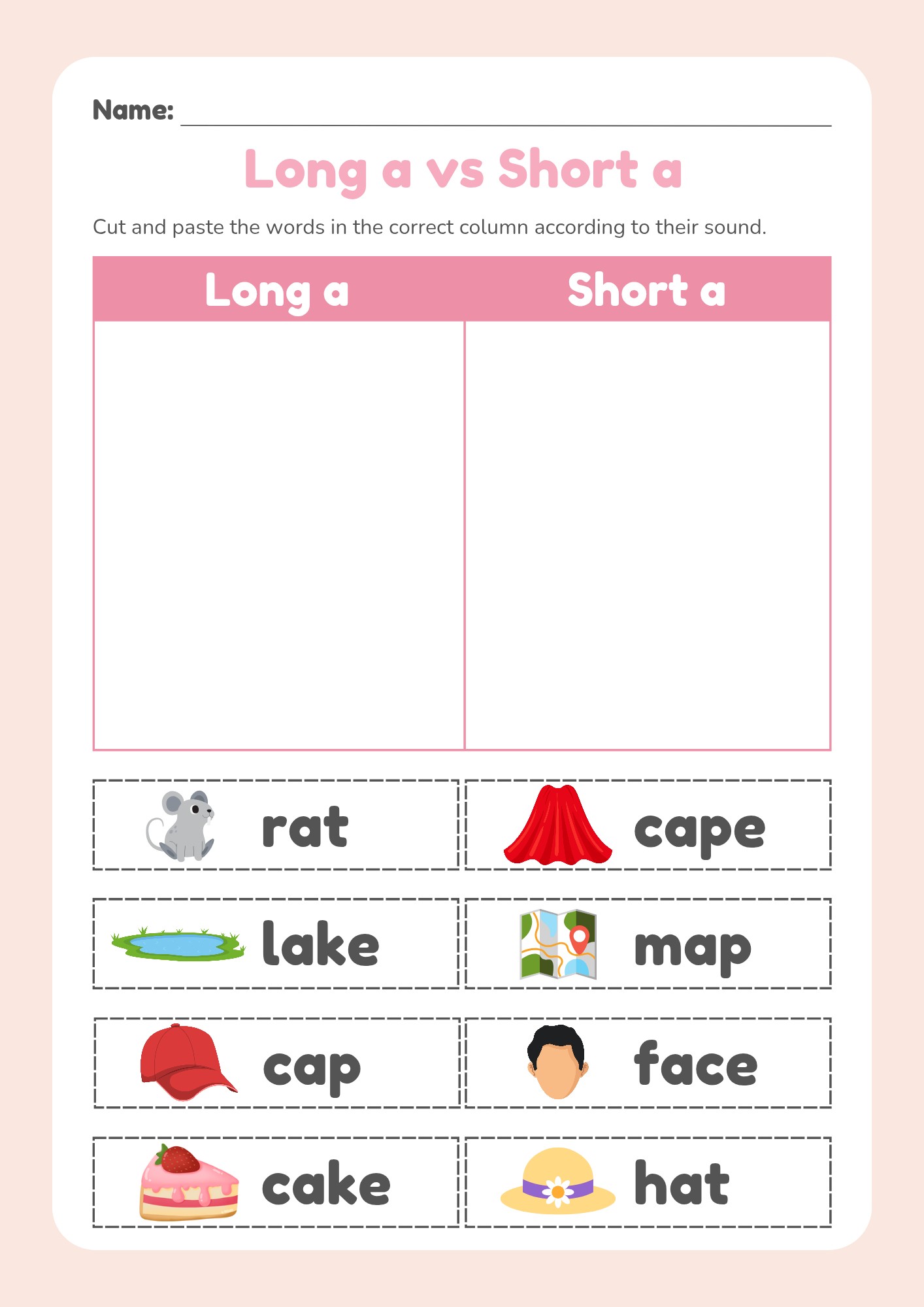 Long Vowels vs. Short Vowels Activity... - Learning Materials | Facebook